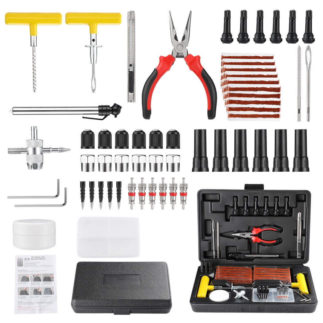 98 Piece Tire Repair Kit, Professional Tubeless Tire Repair Tools, Car ...