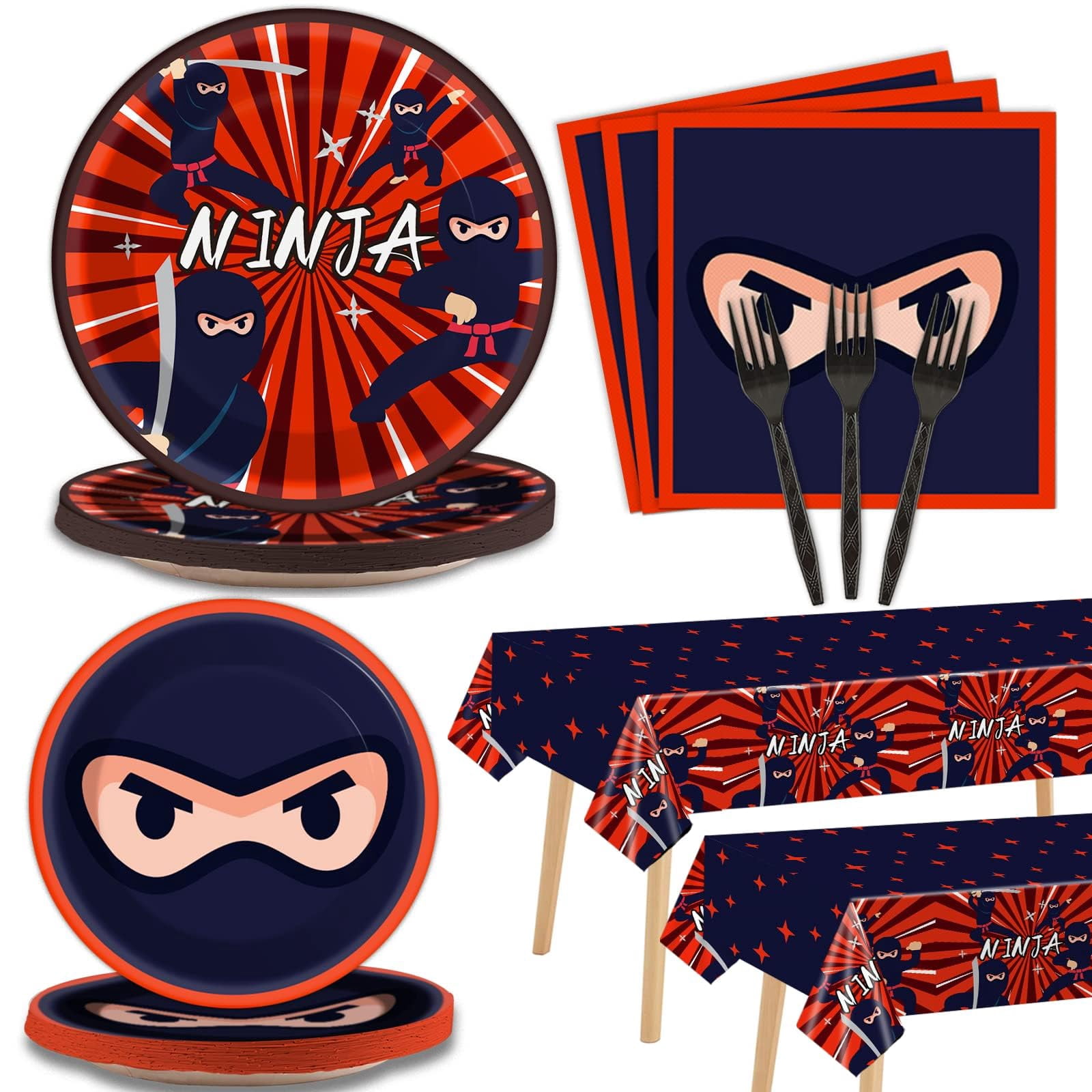 98 Pieces Ninja Birthday Party Decorations Ninja Warrior Tableware Set ...