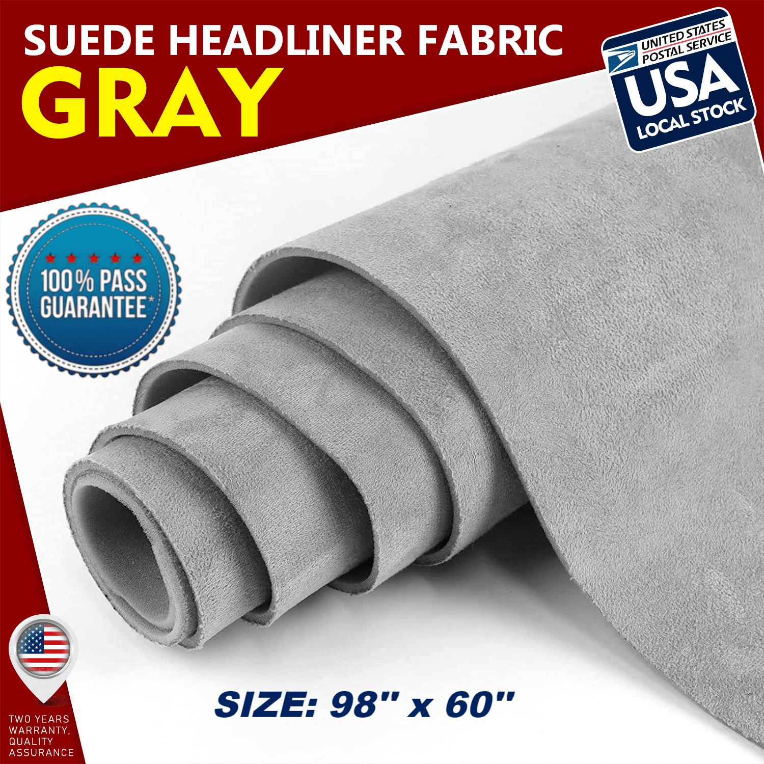 98"x60" Grey Headliner Fabric Suede Pickup truck ceiling Liner Sag ...