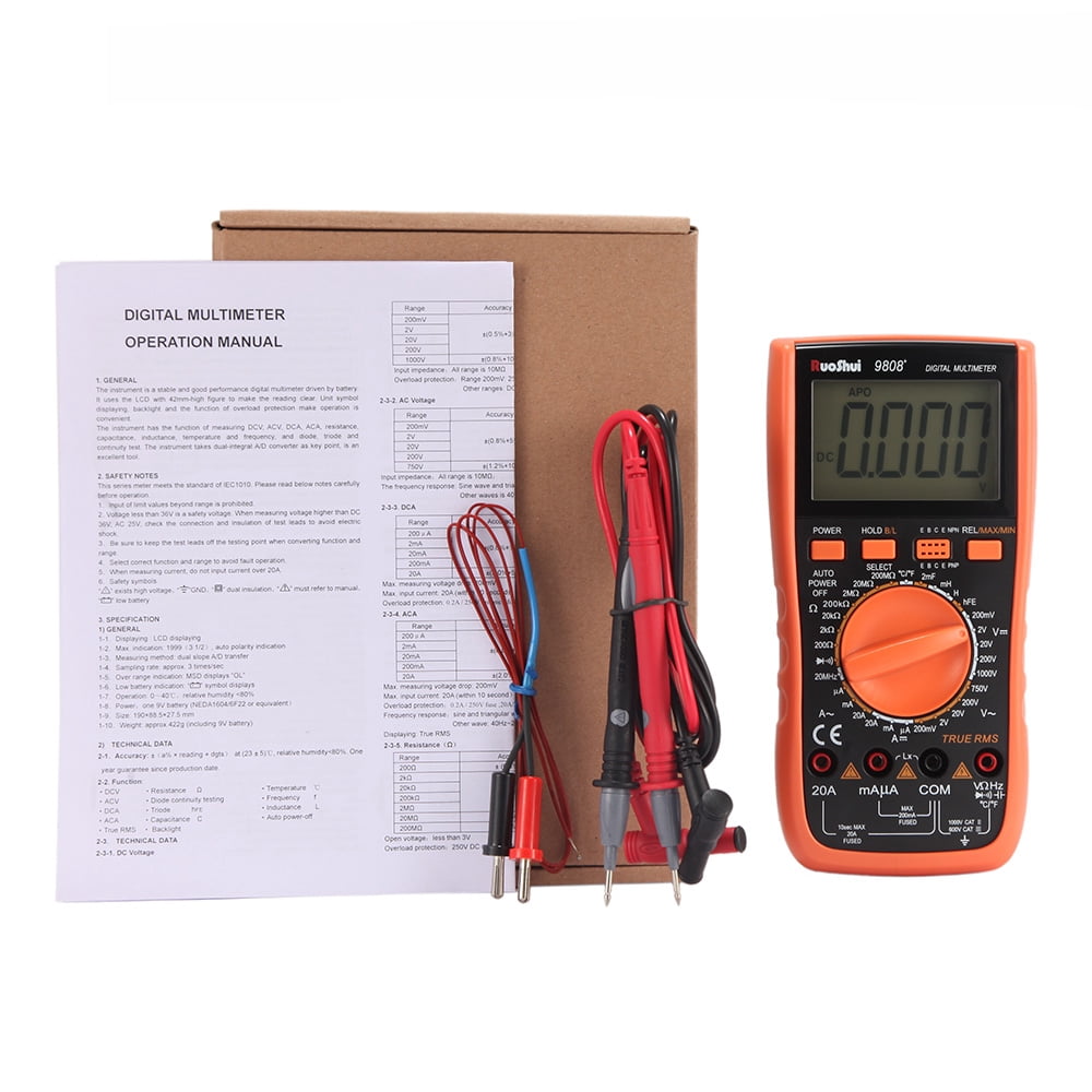 9808+ Digital Multimeter High Precision 2000uF Capacimeter 20MHz ...
