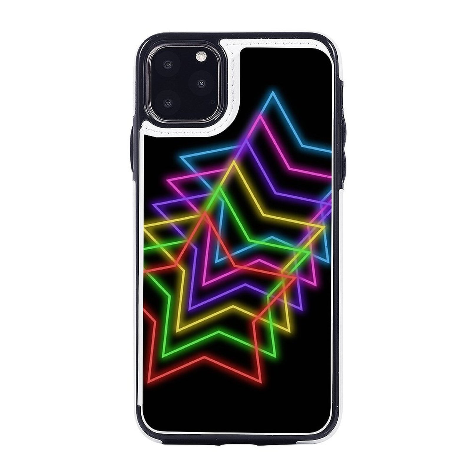 980s Rainbow Neon Glowing Stars Leather Wallet Case for iPhone 16 15 14 ...