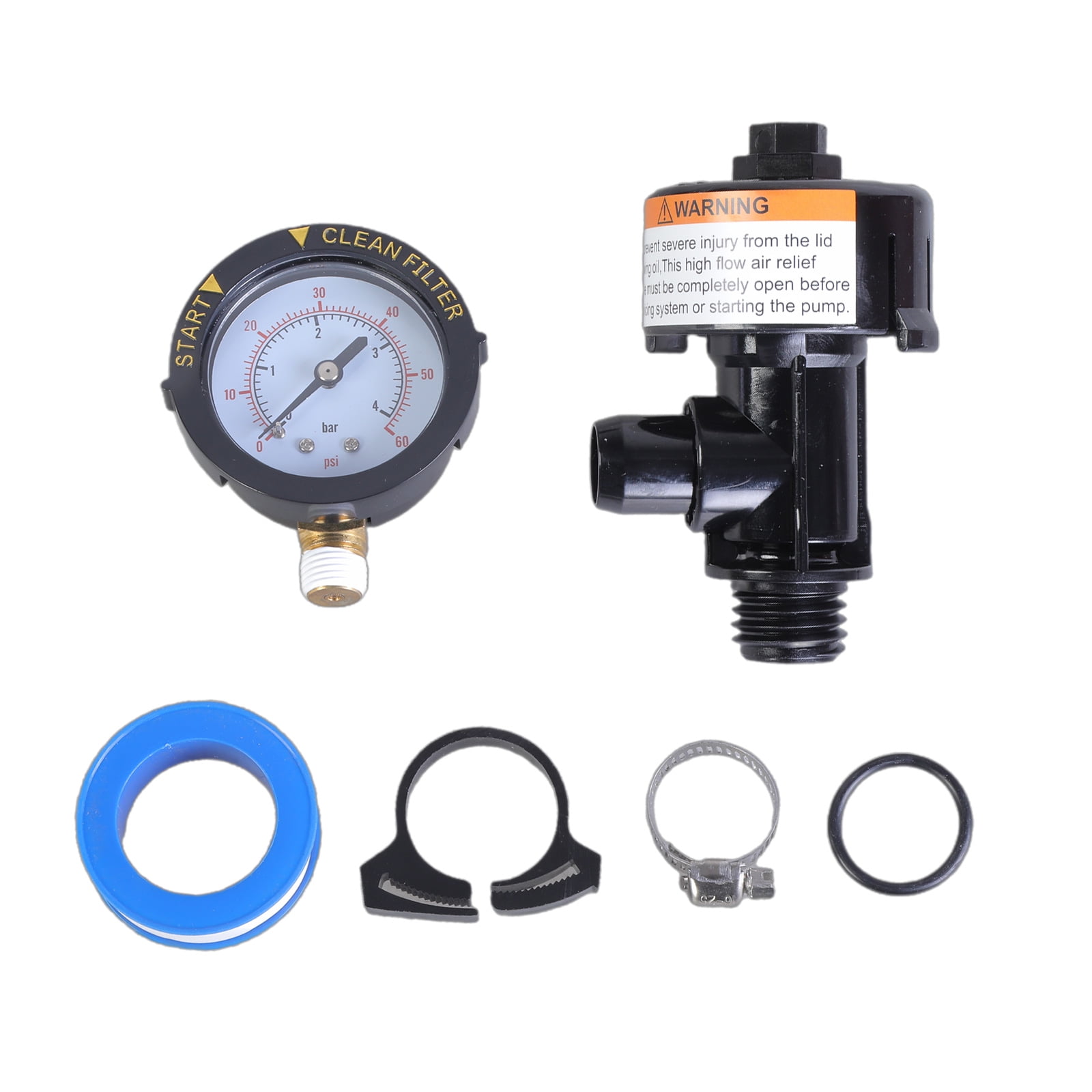 98209800 High Flow Manual Air Relief Valves Pressure Gauge for Pool ...