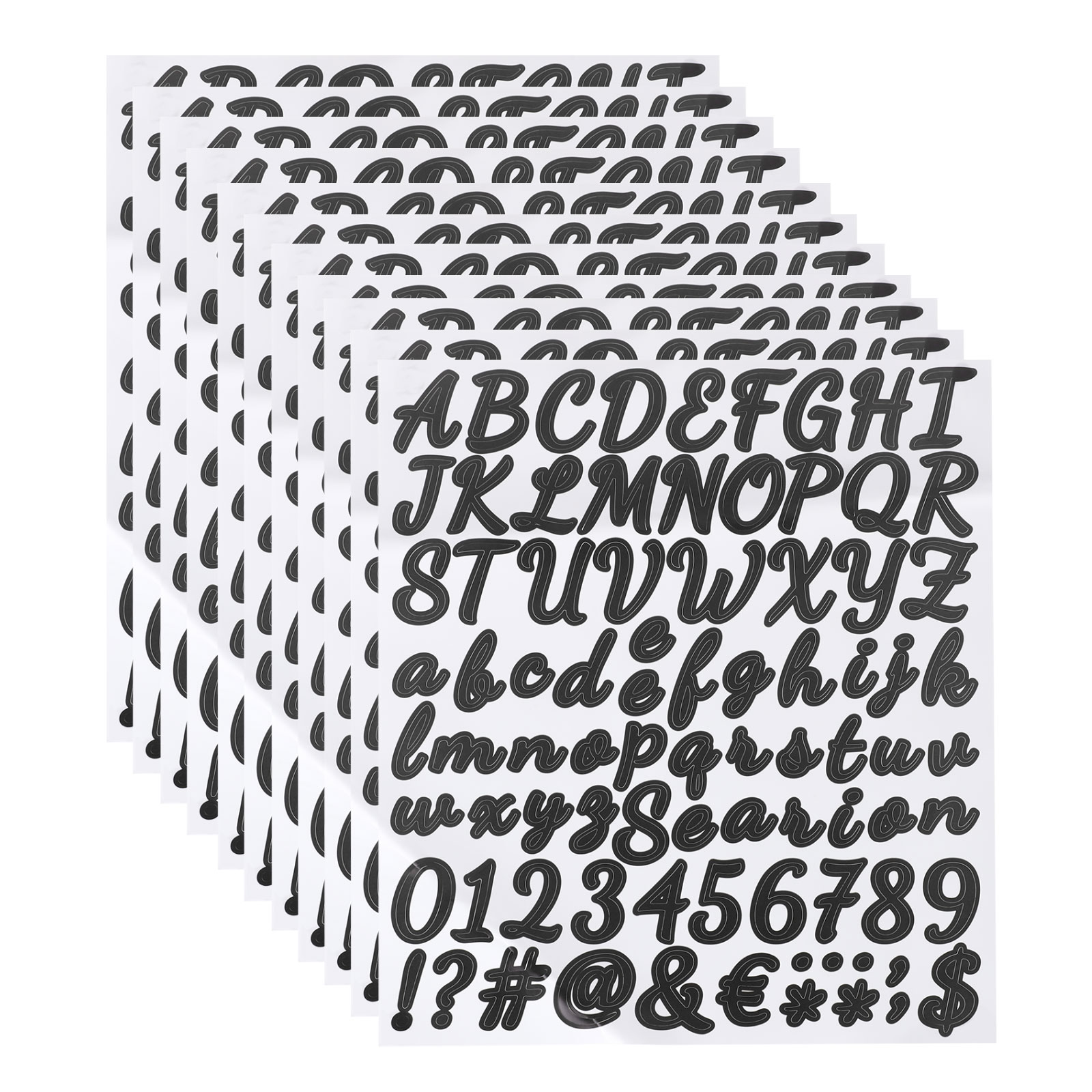 984 Pieces Vinyl Letter Stickers, 12 Sheets 1 Inch Black Self-Adhesive ...