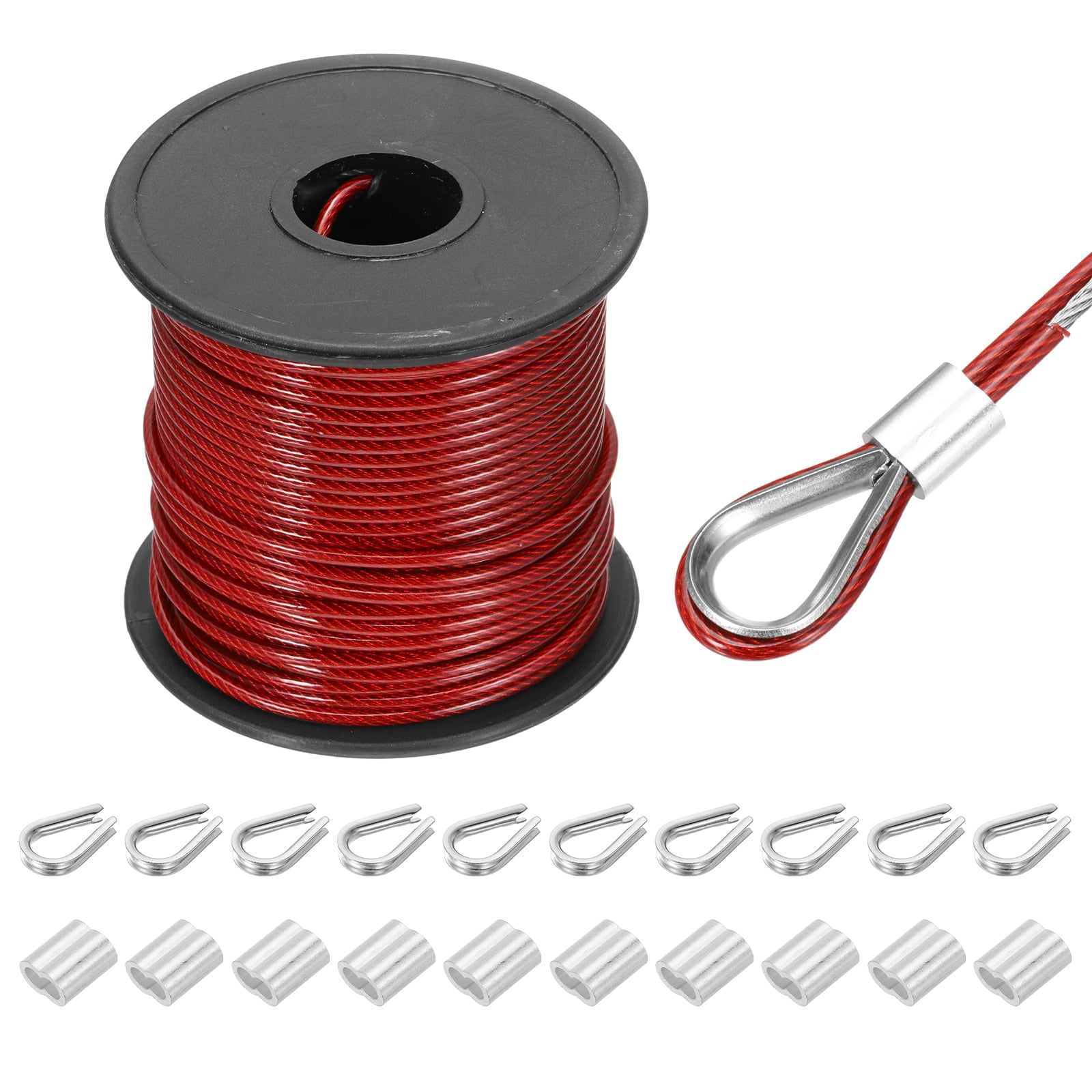 98Ft(30M) Wire Rope 304 Stainless Steel Cable 1/12"(2mm) Vinyl Coated ...