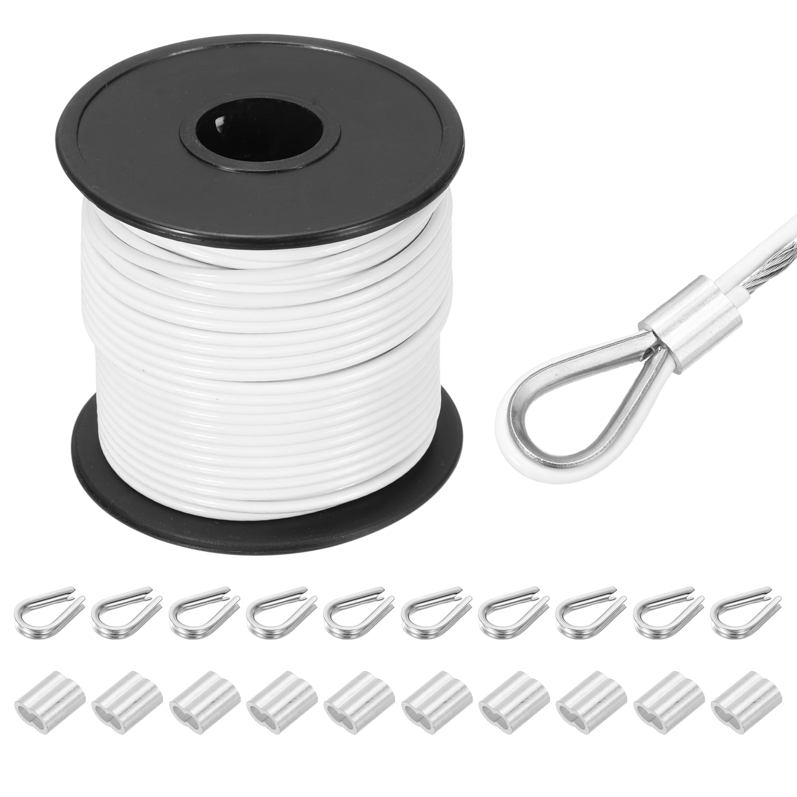 98Ft(30M) Wire Rope 304 Stainless Steel Cable 1/16"(1.5mm) Vinyl Coated ...