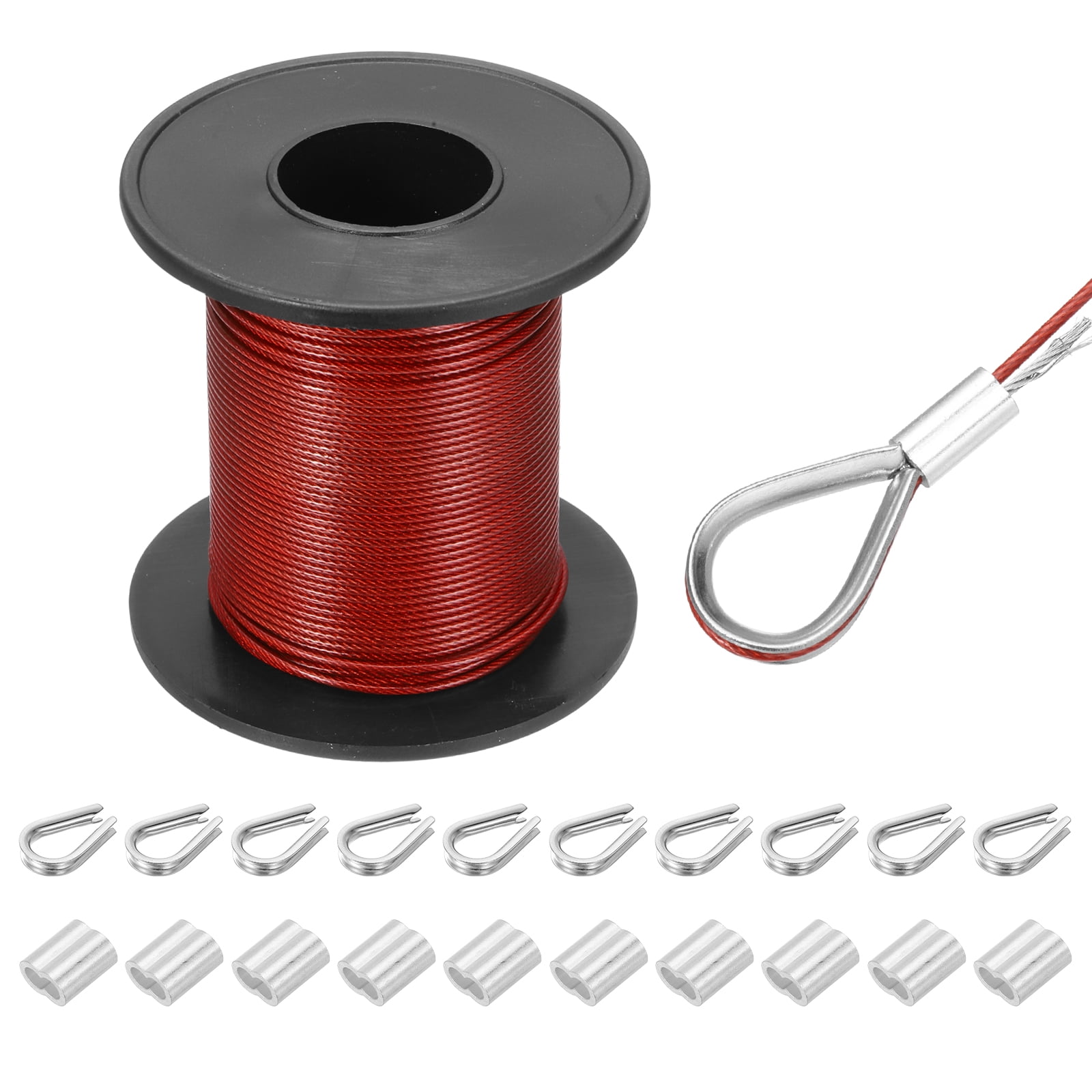 98Ft(30M) Wire Rope 304 Stainless Steel Cable 1/24"(1mm) Vinyl Coated ...