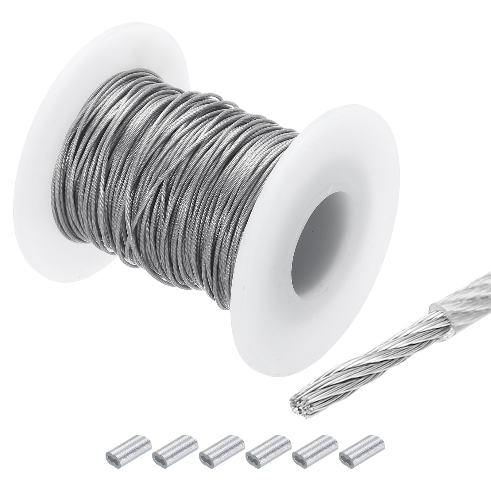 98Ft(30M) Wire Rope 304 Stainless Steel Cable 3/64" (1.2 mm) Vinyl ...