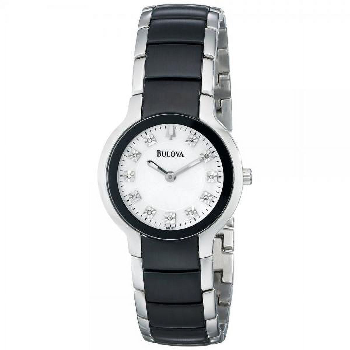 98P127 Women's Diamond White MOP Dial Two Tone Black IP Steel Watch ...
