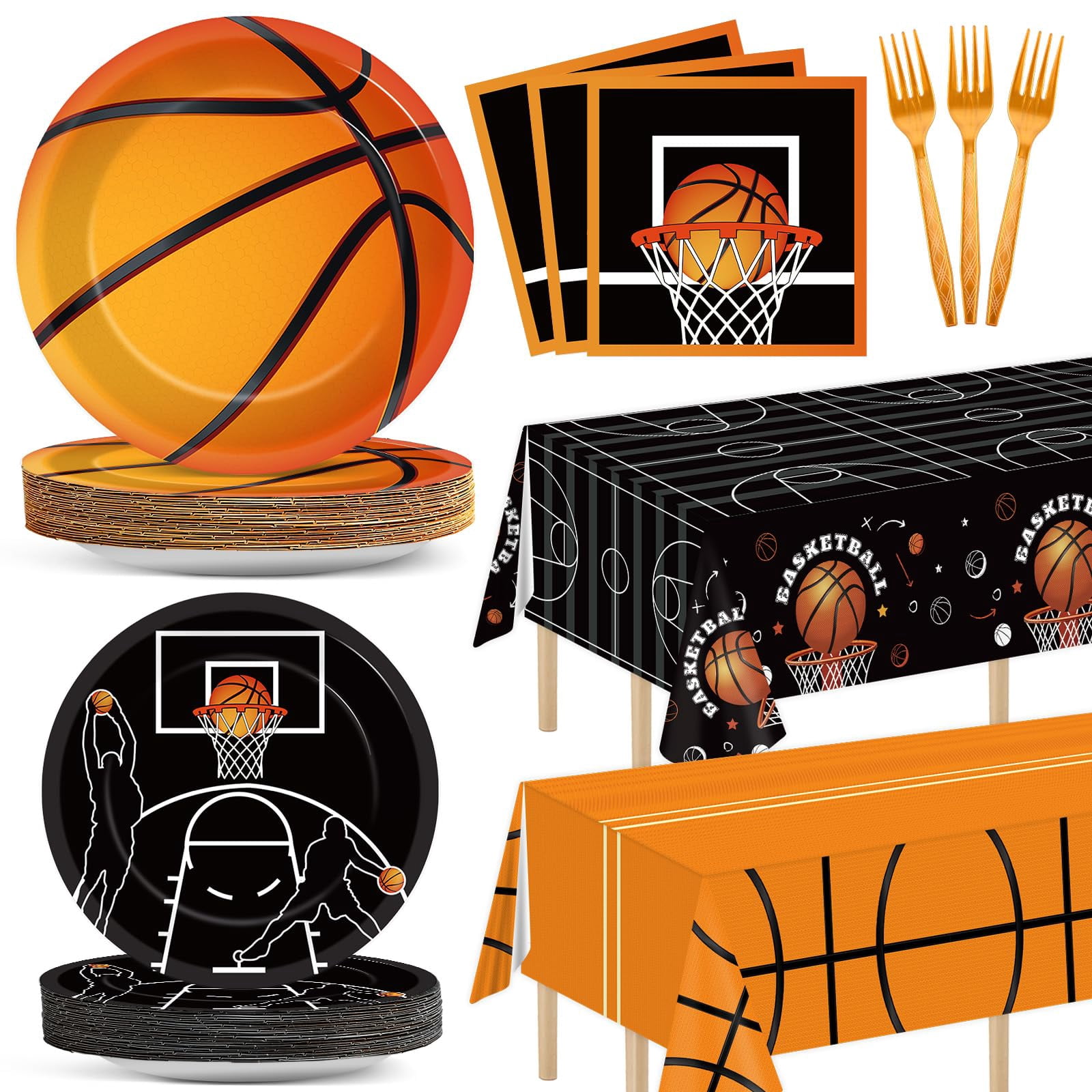98PCS Basketball PartyUMRT Supplies Basketball Party Plate and Napkin ...