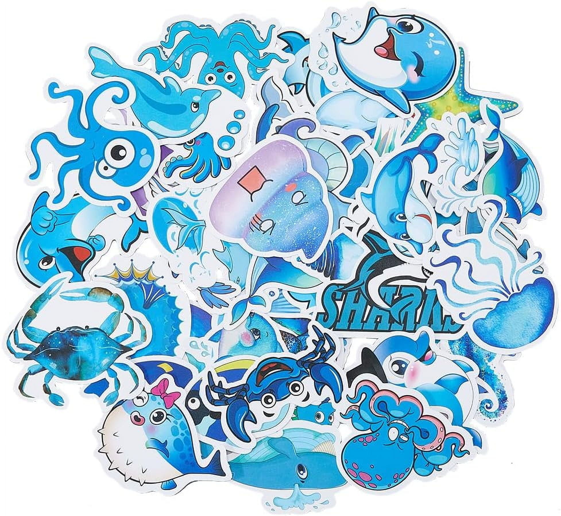98Pcs Ocean Animal Stickers Shark Turtle Jellyfish Octopus Whale ...