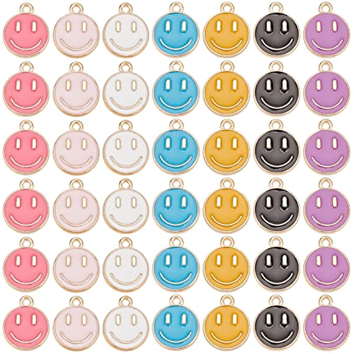 98Pcs Smiley Face Charms Pendants Alloy Enamel Charms with Smile 14 ...