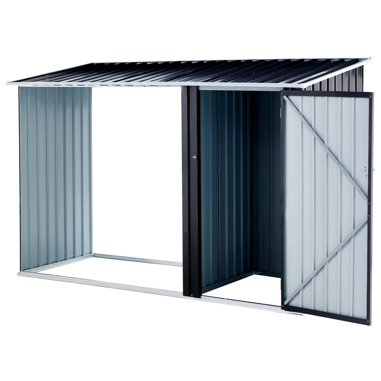 98inch Firewood Storage Shed, Outdoor Galvanized Steel Firewood Rack ...