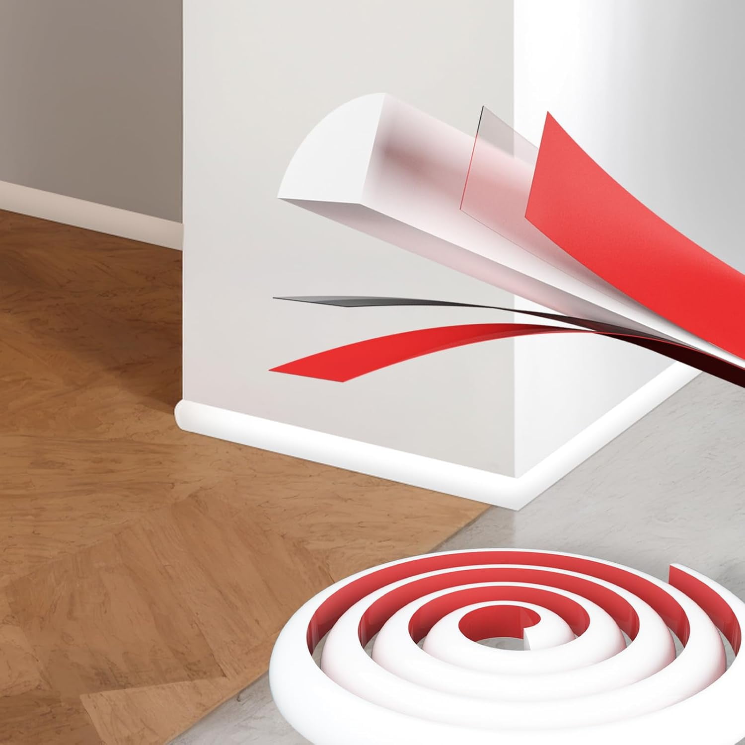 98inch Flexible Quarter Round Molding Caulk Strip, Peel and Stick Vinyl ...