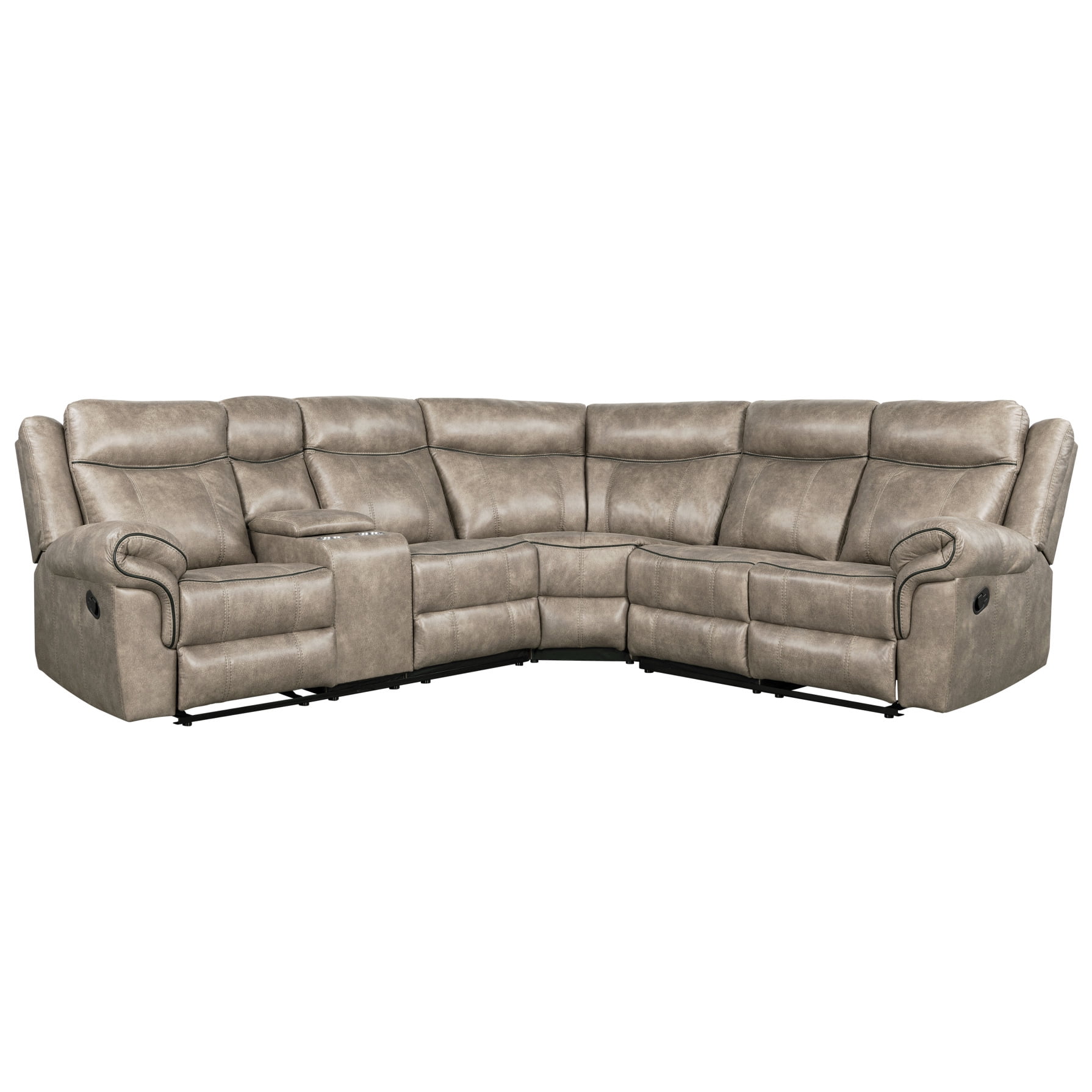Triple Tree Polyester L Shaped Sectional Sofa, Brown - Walmart.com