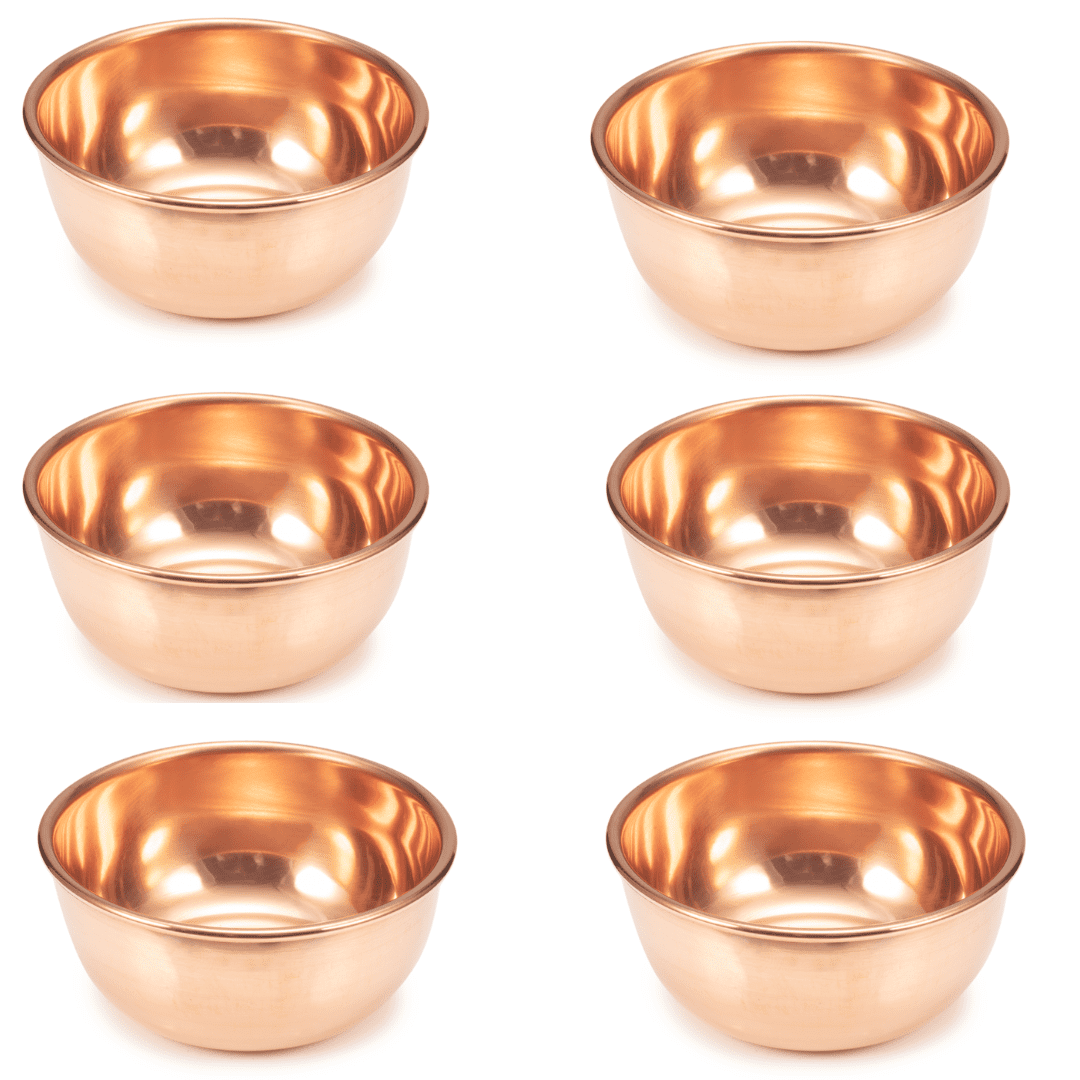 99.9% Pure Copper Bowl Set, Set of 6, Copper Bowl Diameter-4.9 inches ...