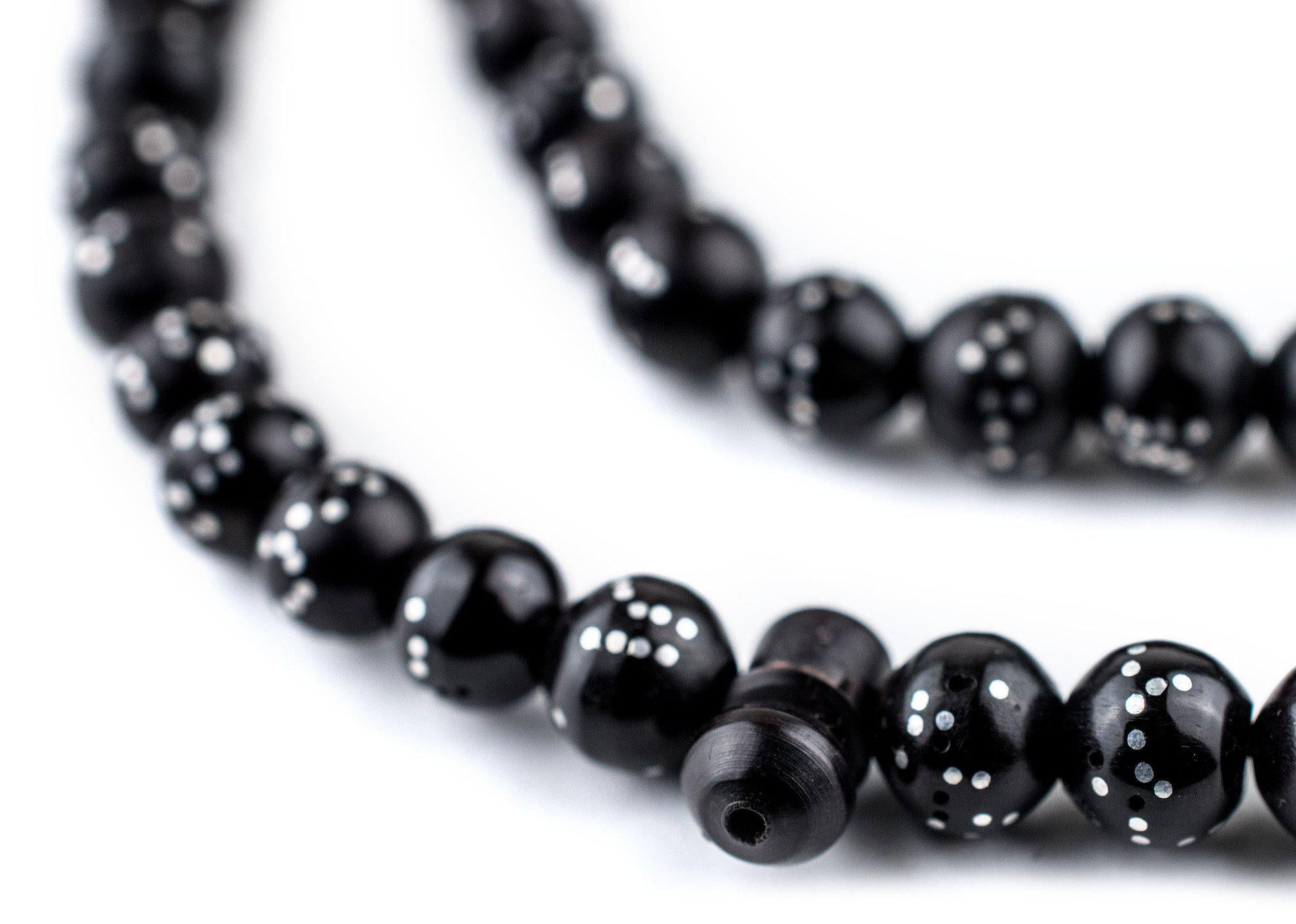 99 Black Silver-Inlaid "Names of Allah" Arabian Prayer Beads (6mm ...