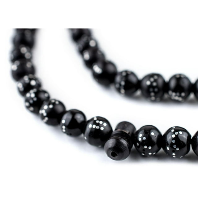 99 Black Silver-Inlaid "Names of Allah" Arabian Prayer Beads (6mm ...