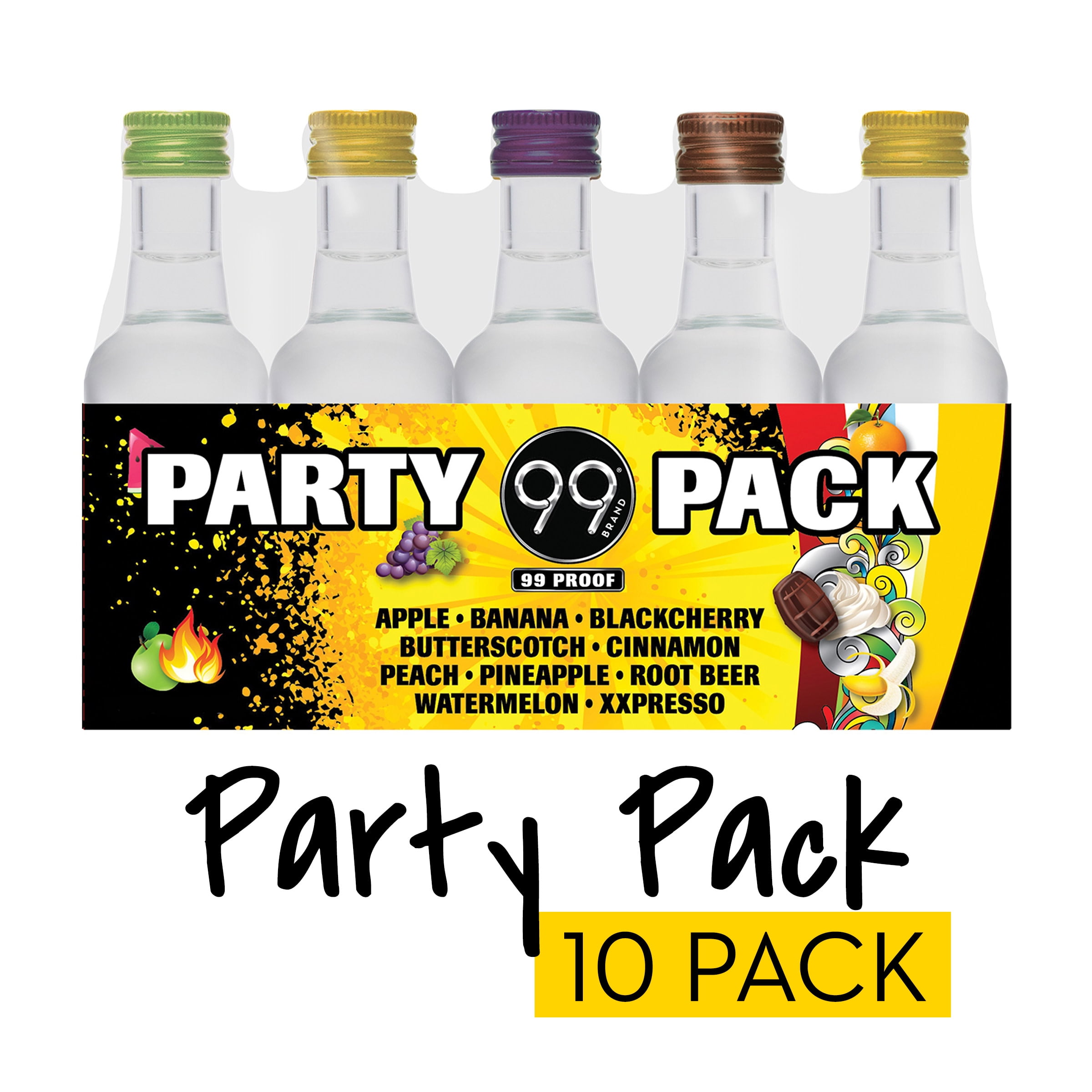 99 Brand Liqueur Party Pack, 50ml Bottles, 10 Count, 49.5% Alcohol ...