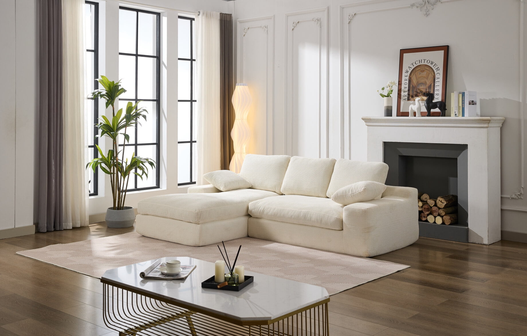 99" Cloud Sectional Couch with L-Shape Chaise, Modern Modular Sofa with ...