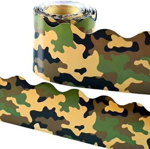 99 Feet Camo Bulletin Board Borders, Green Black Brown Camouflage ...