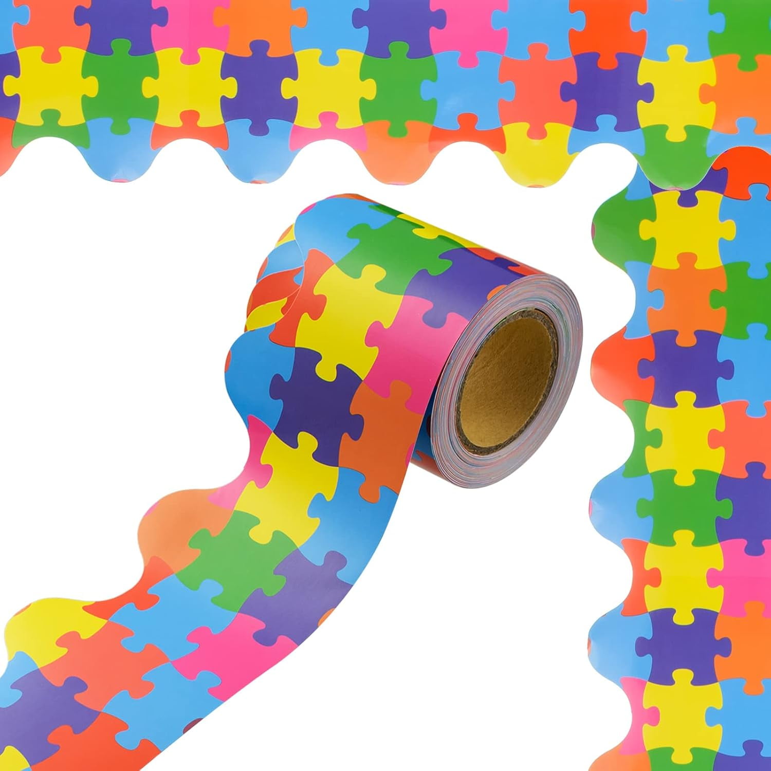 99 Feet Puzzle Bulletin Board Borders 3 Rolls Puzzle Pieces Classroom ...