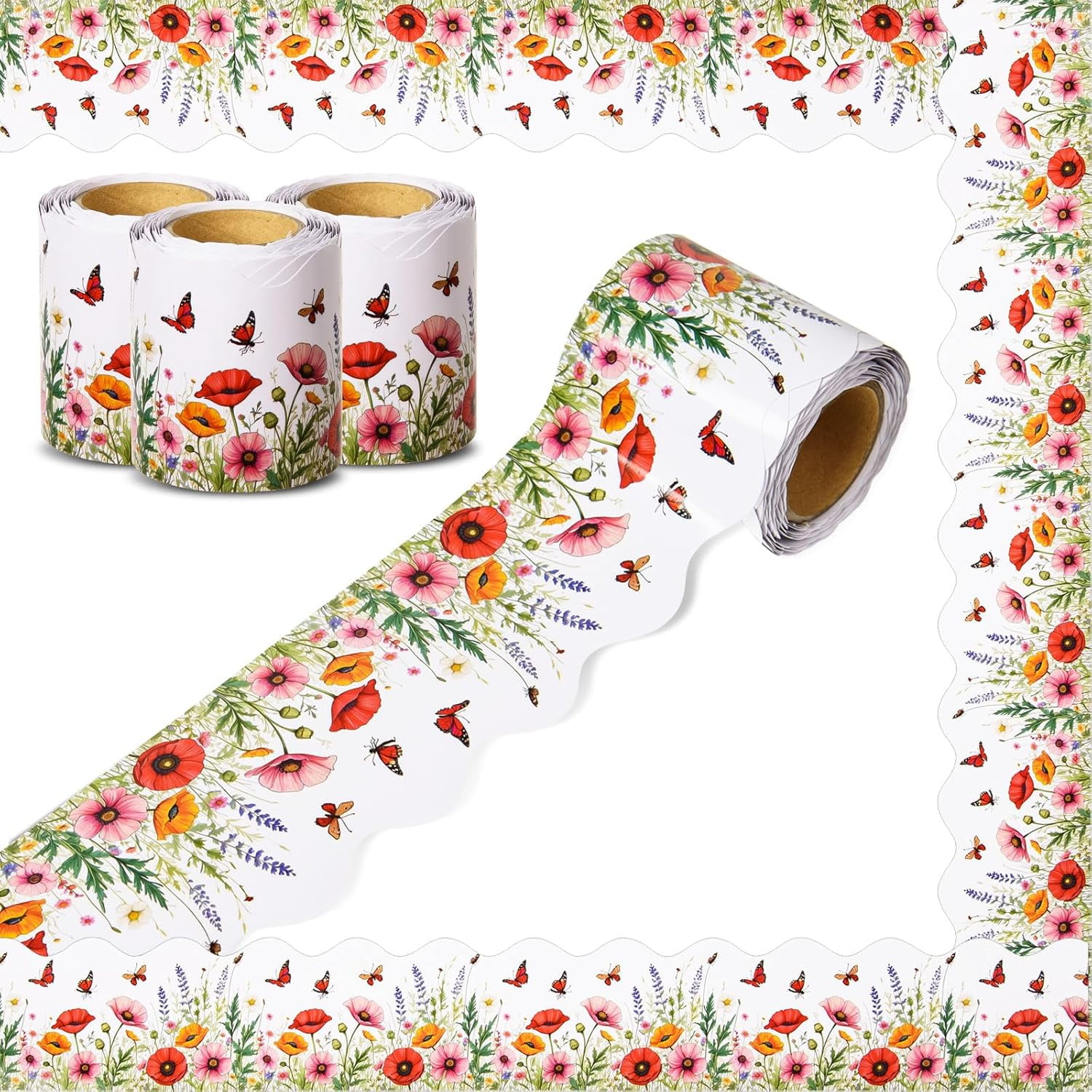 99 Feet Summer Bulletin Board Borders 3 Rolls Summer Wildflower ...