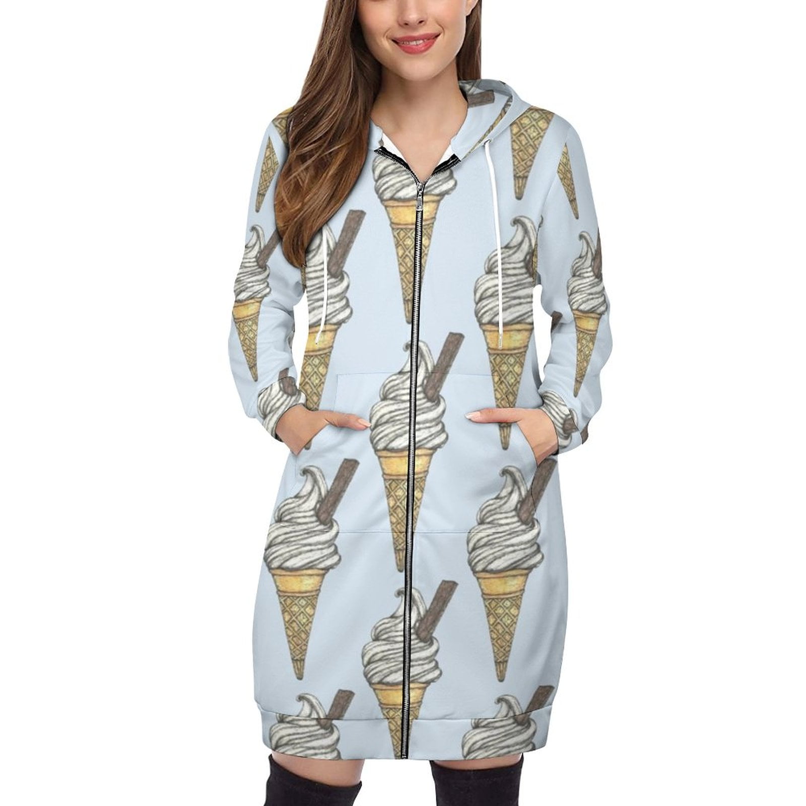 99 Flake Ice Cream Oversized Hoodie Women Drawstring Sweatshirts ...