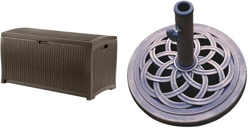 99 Gallon Outdoor Wicker Plastic Patio Storage Chest Bin with Handles ...