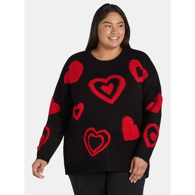 99 Jane Street Women's Plus Loop Texture Pullover Sweater with Long ...