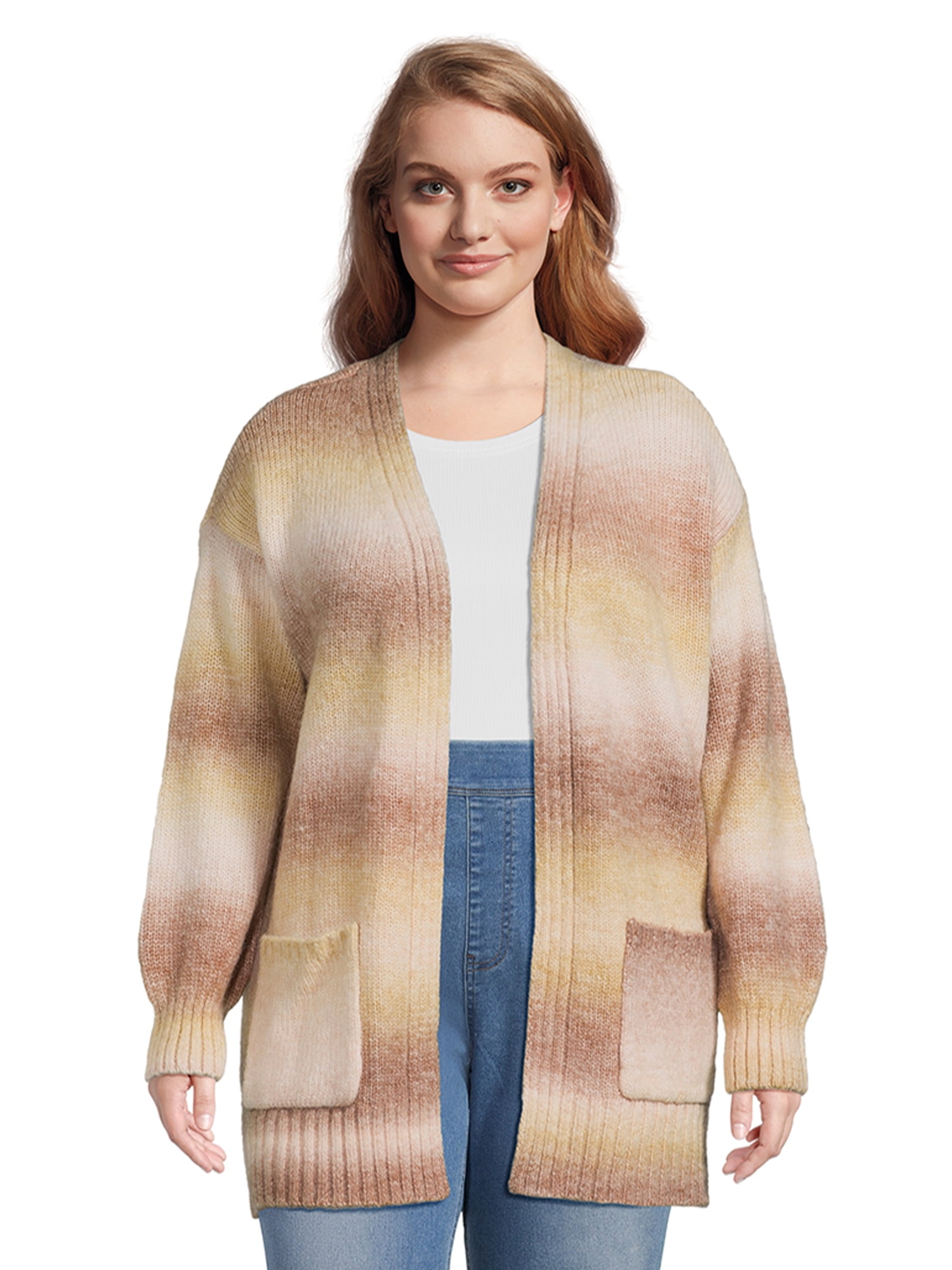 99 Jane Street Women's Plus Size Drop Shoulder Open Cardigan with ...