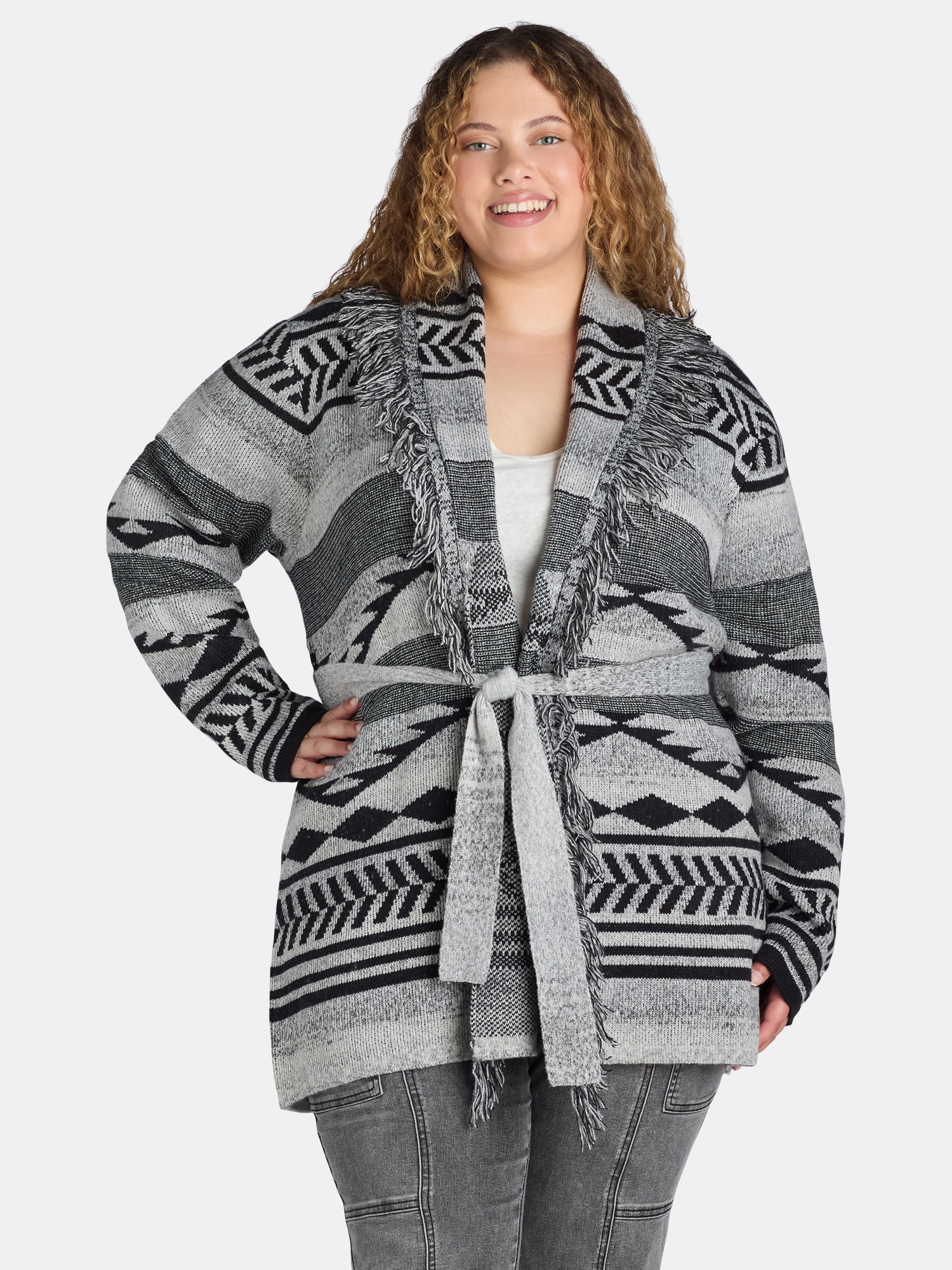 99 Jane Street Women's and Women's Plus Size Shawl Collar Cardigan ...