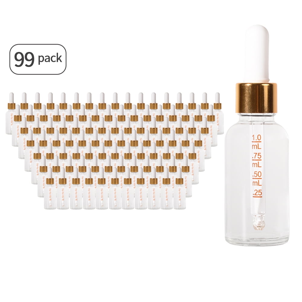 99 Pack 1oz Clear Glass Dropper Bottle with Funnels & Long Pipettes ...