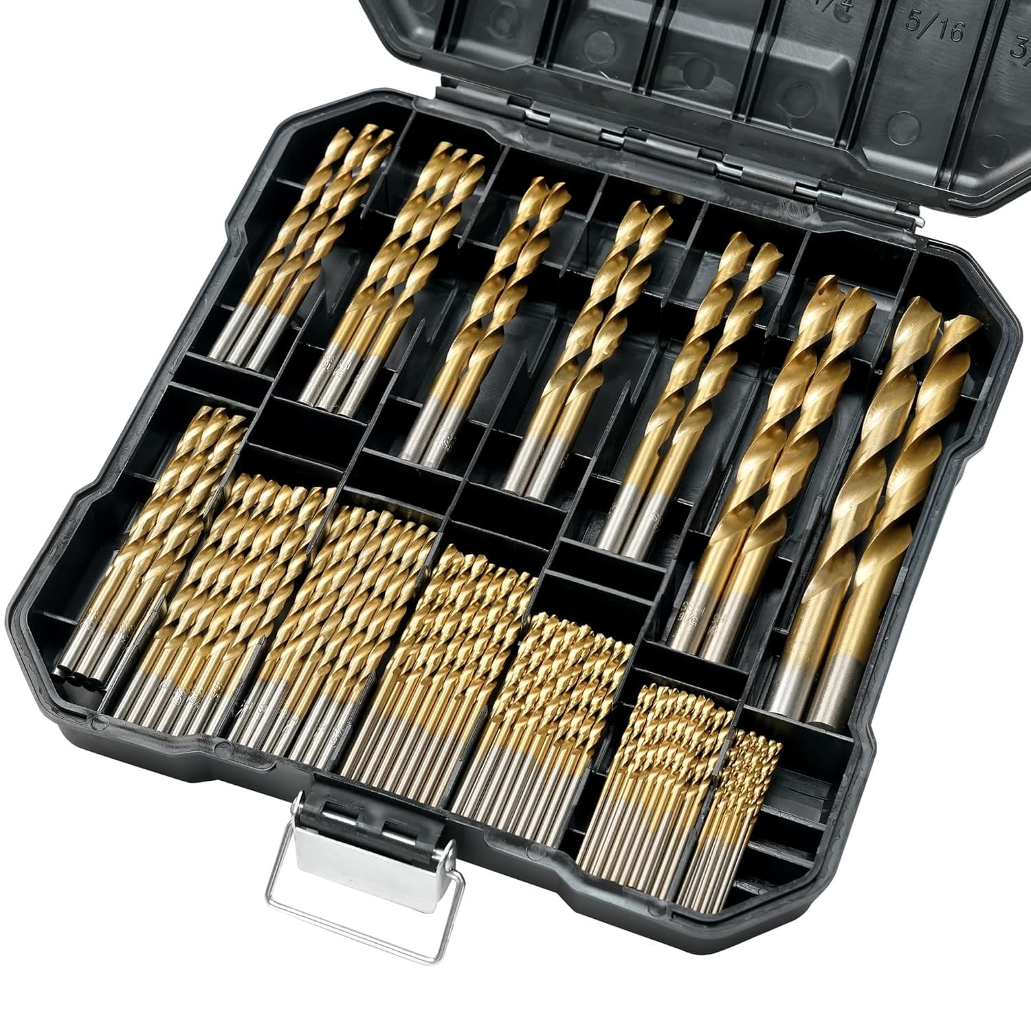99 Pcs Drill Bit Set(1/16“-3/8”), 135° Tip Titanium Coated High Speed ...