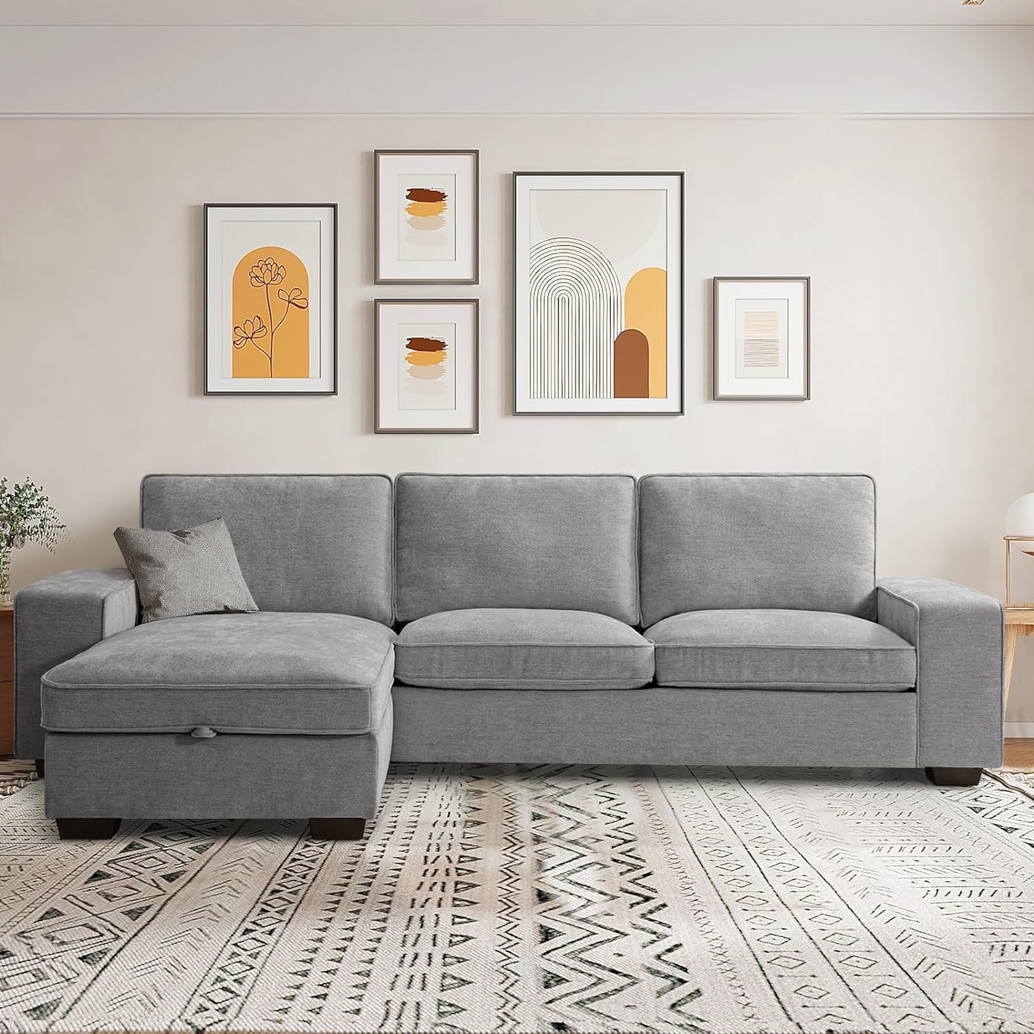 99\u201C Convertible Sectional Sofa L Shaped Couch Multi-Functional ...