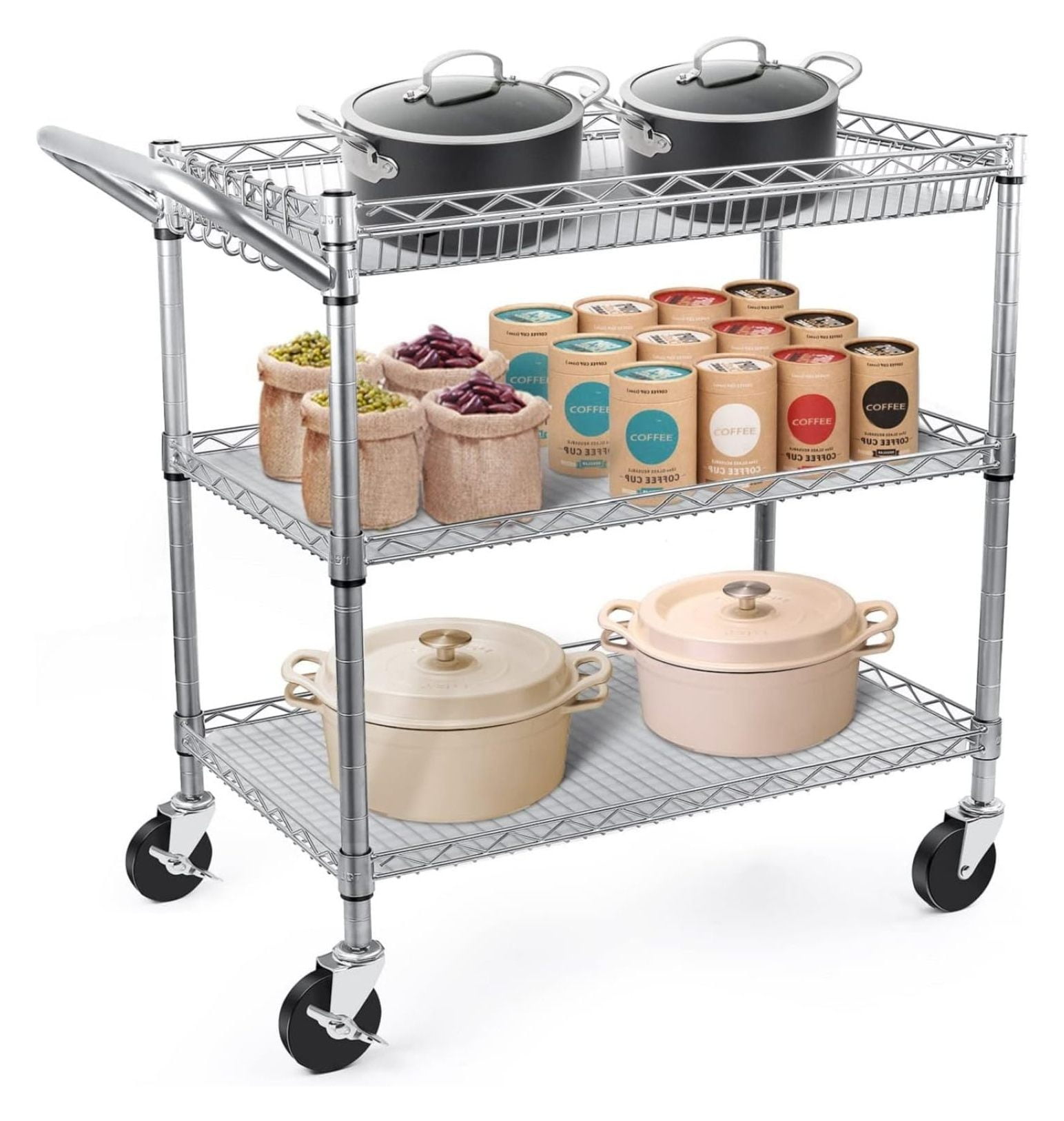 990Lbs Capacity Heavy Duty Rolling Utility Cart, NSF Rolling Carts with ...