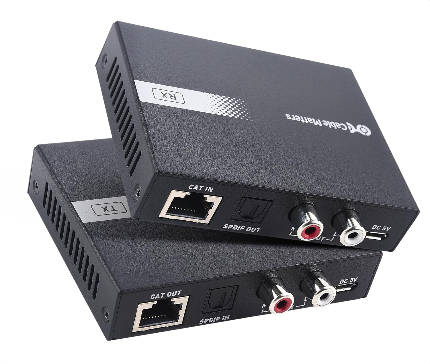 990ft Extra Long Range Audio over Ethernet Adapter Kit with Built-in ...