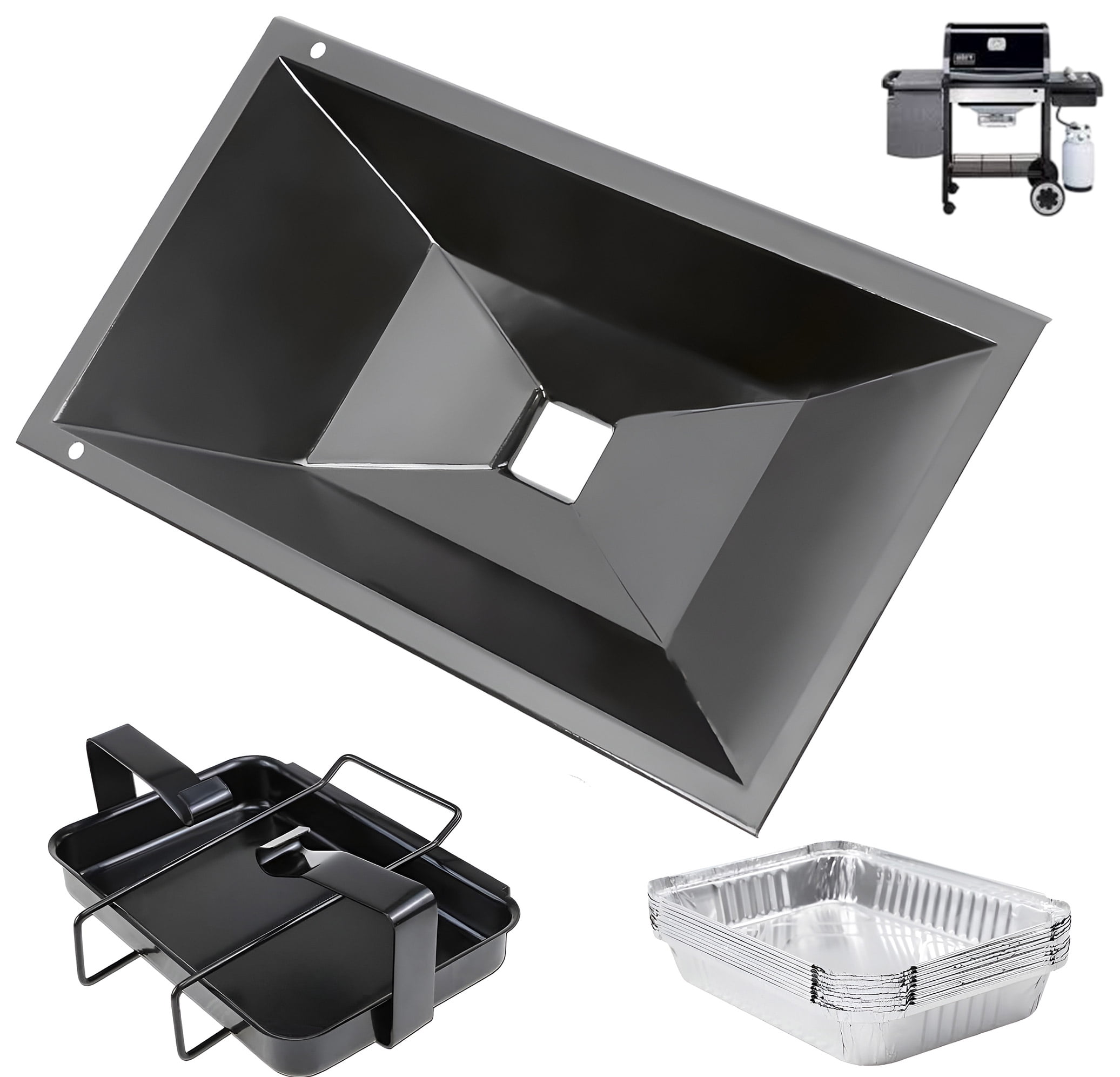 99251 Grease Tray with Catch Pan and 10pcs Drip Pan Liners for Weber ...