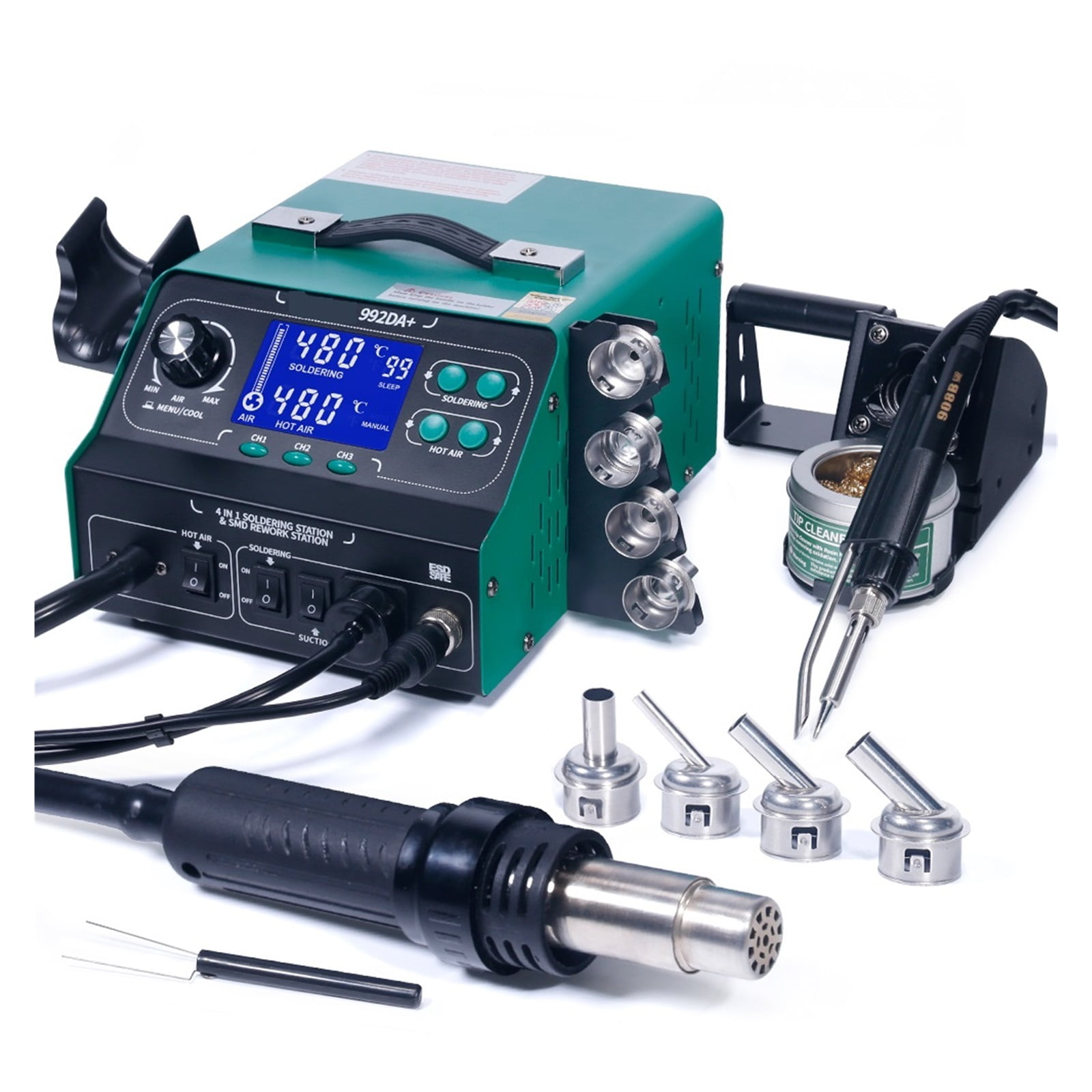 992DA+ LCD Soldering Station With Smoking Solder Iron Vacuum Pen BGA ...