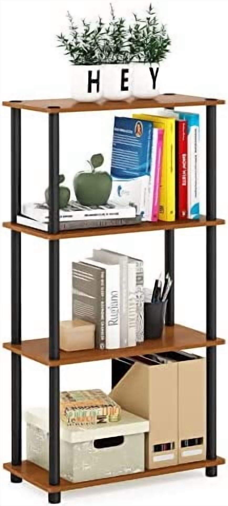 (99557LC/BK) Turn-N-Tube 4-Tier Multipurpose Shelf Display Rack - Light Cherry/Black - Walmart.com