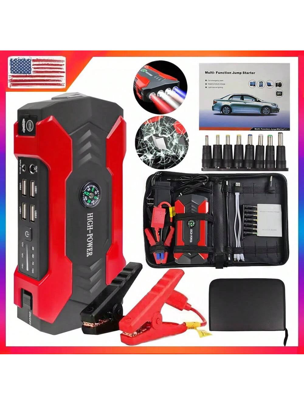 99800mAh Car Jump Starter Booster Jumper Box Power Bank Battery Charger ...