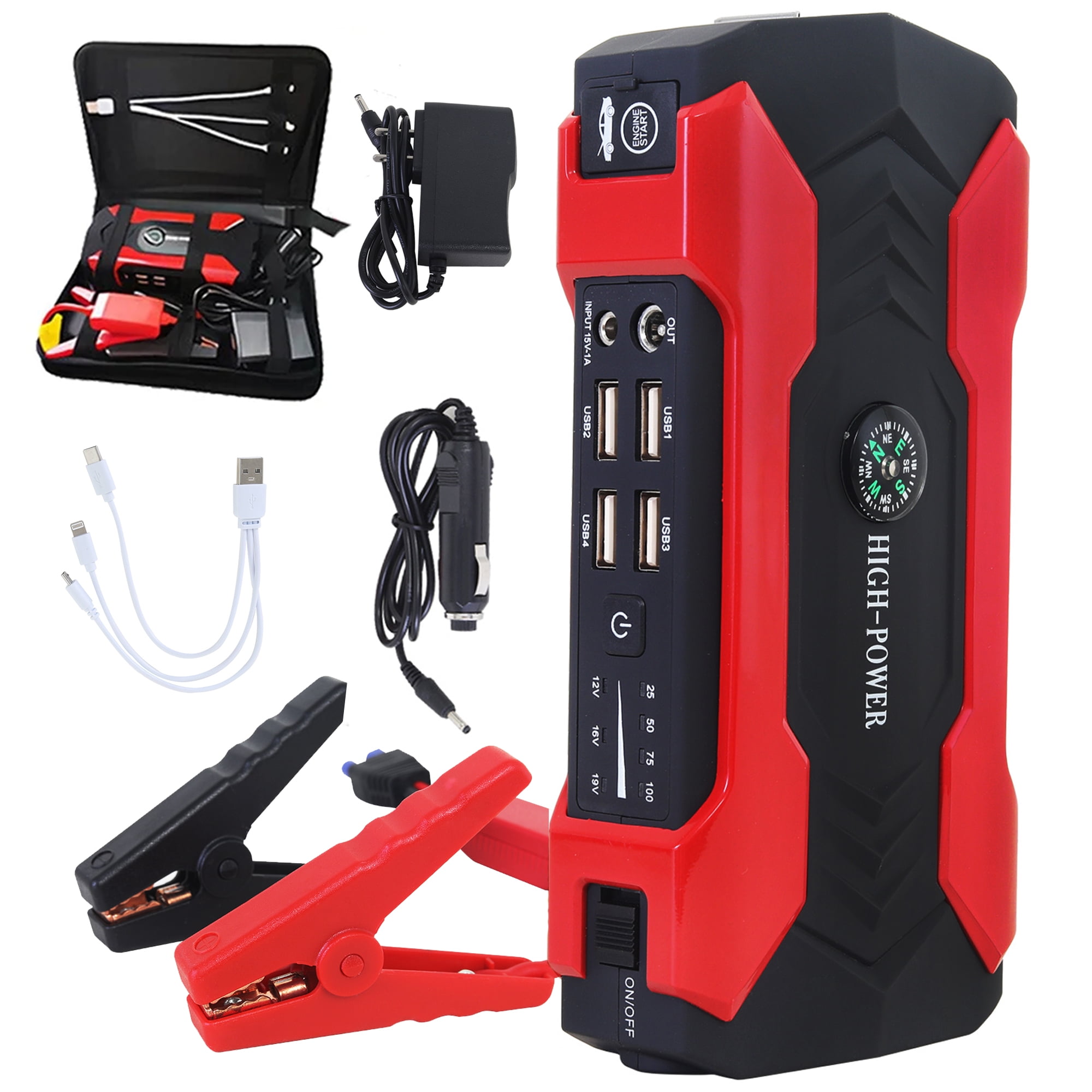 Walmart 99800mAh Car Jump Starter, Battery Pack Booster with LED Light ...