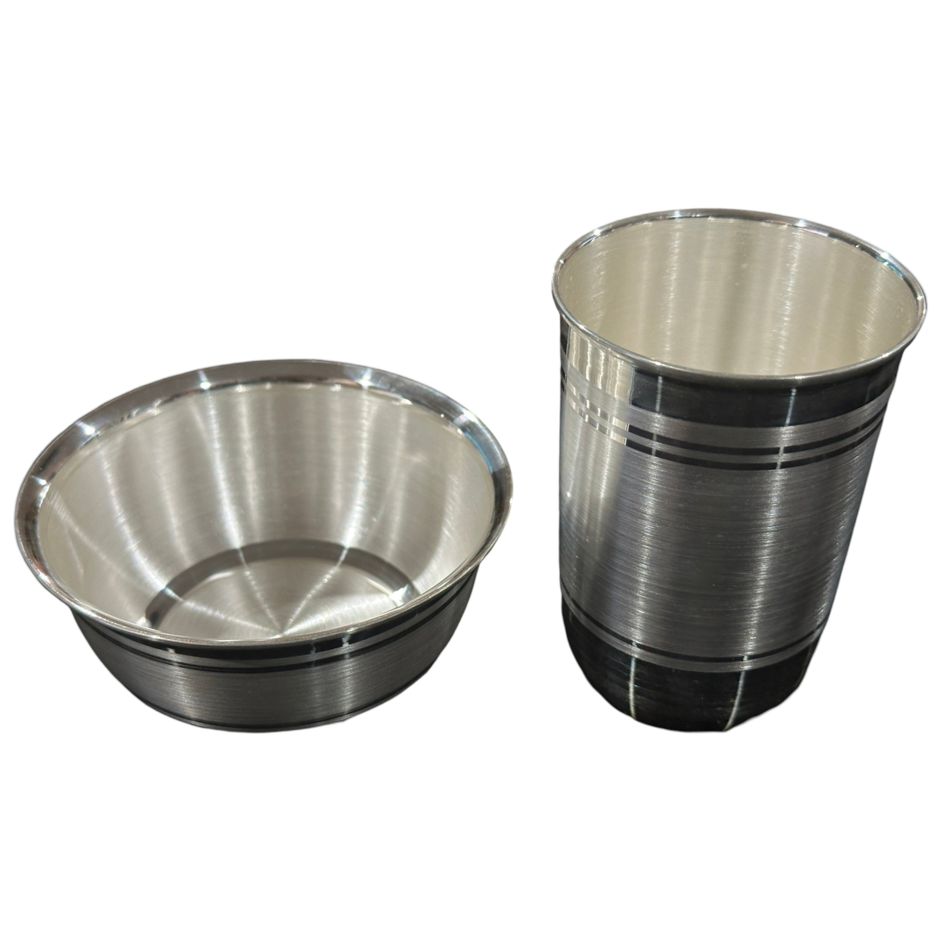 999 Pure Silver 300ml Glass & 250ml Bowl - 4.0-inch Set#02 - Walmart ...