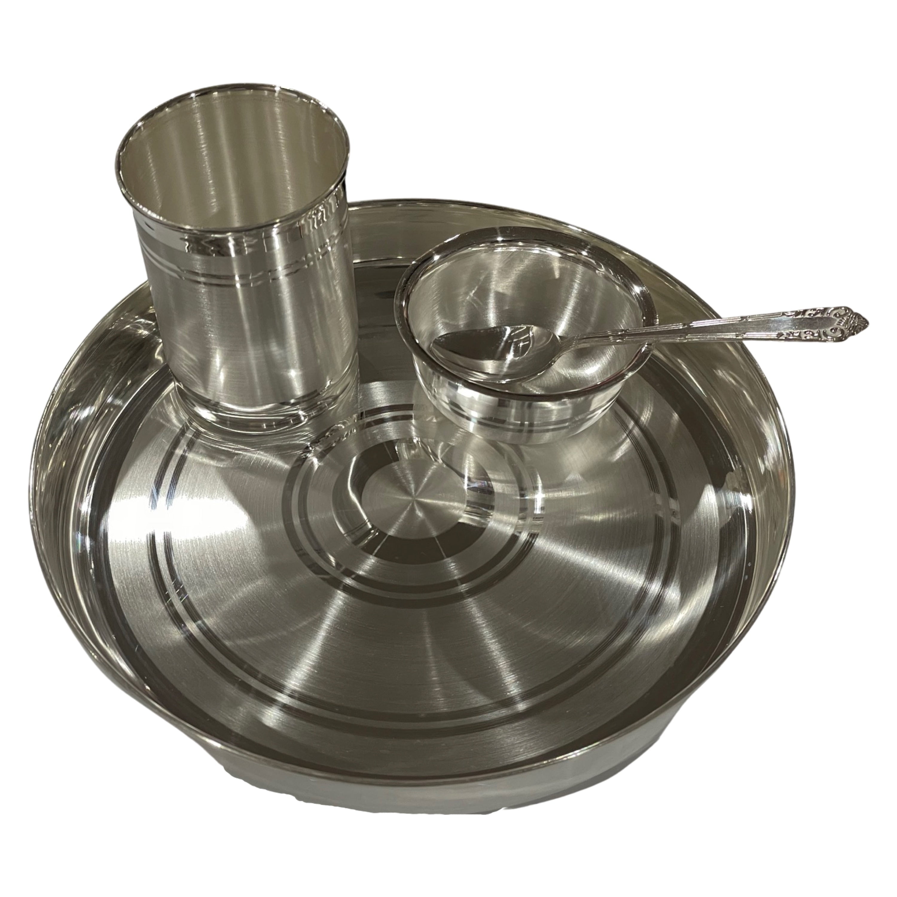 999 Pure Silver 7.0 Inch Hallmarked KIDS Dinner Set - Set#01 - Walmart.com