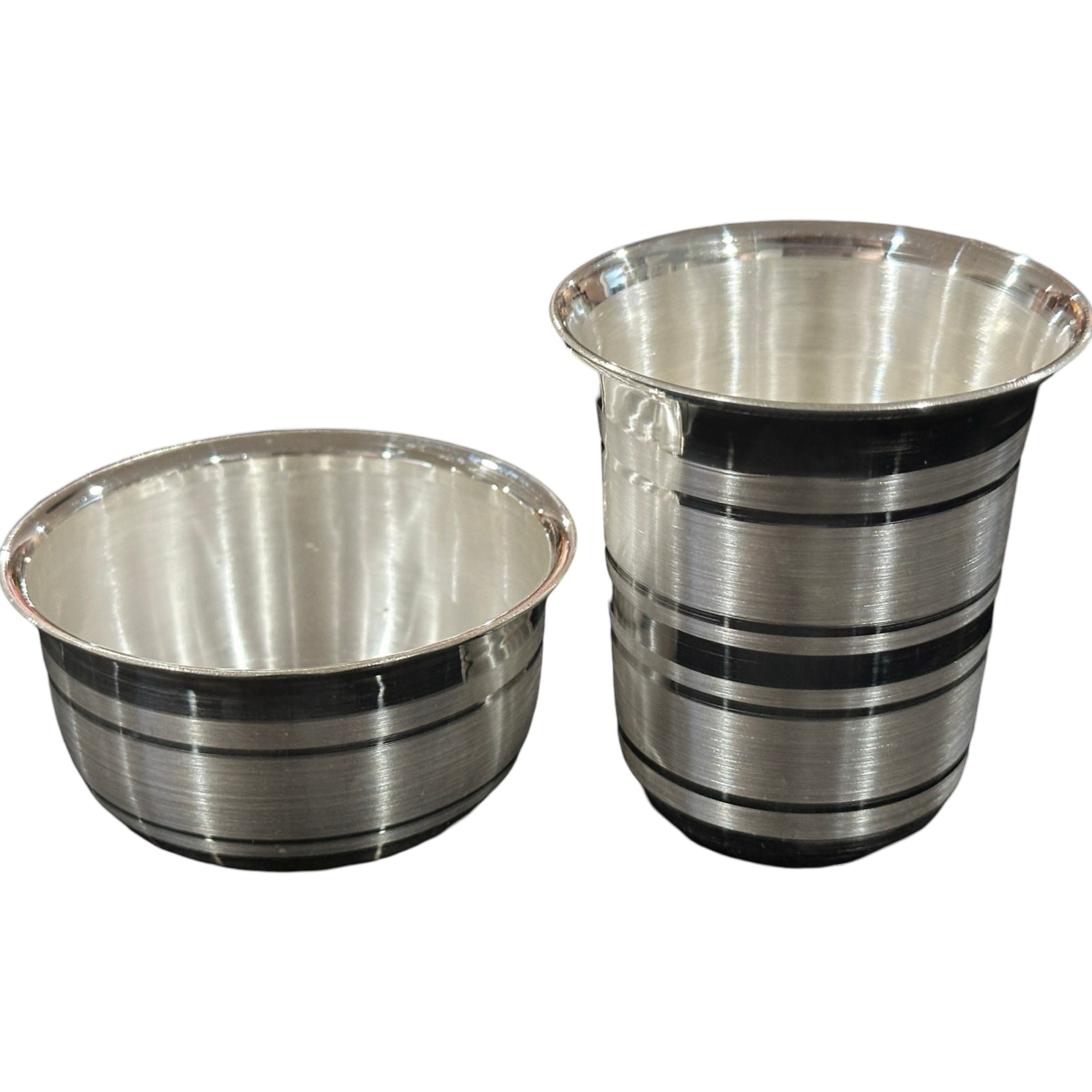 999 Pure Silver Hallmarked 250ml Glass & 150ml Bowl Set - 3.5-inch Set ...