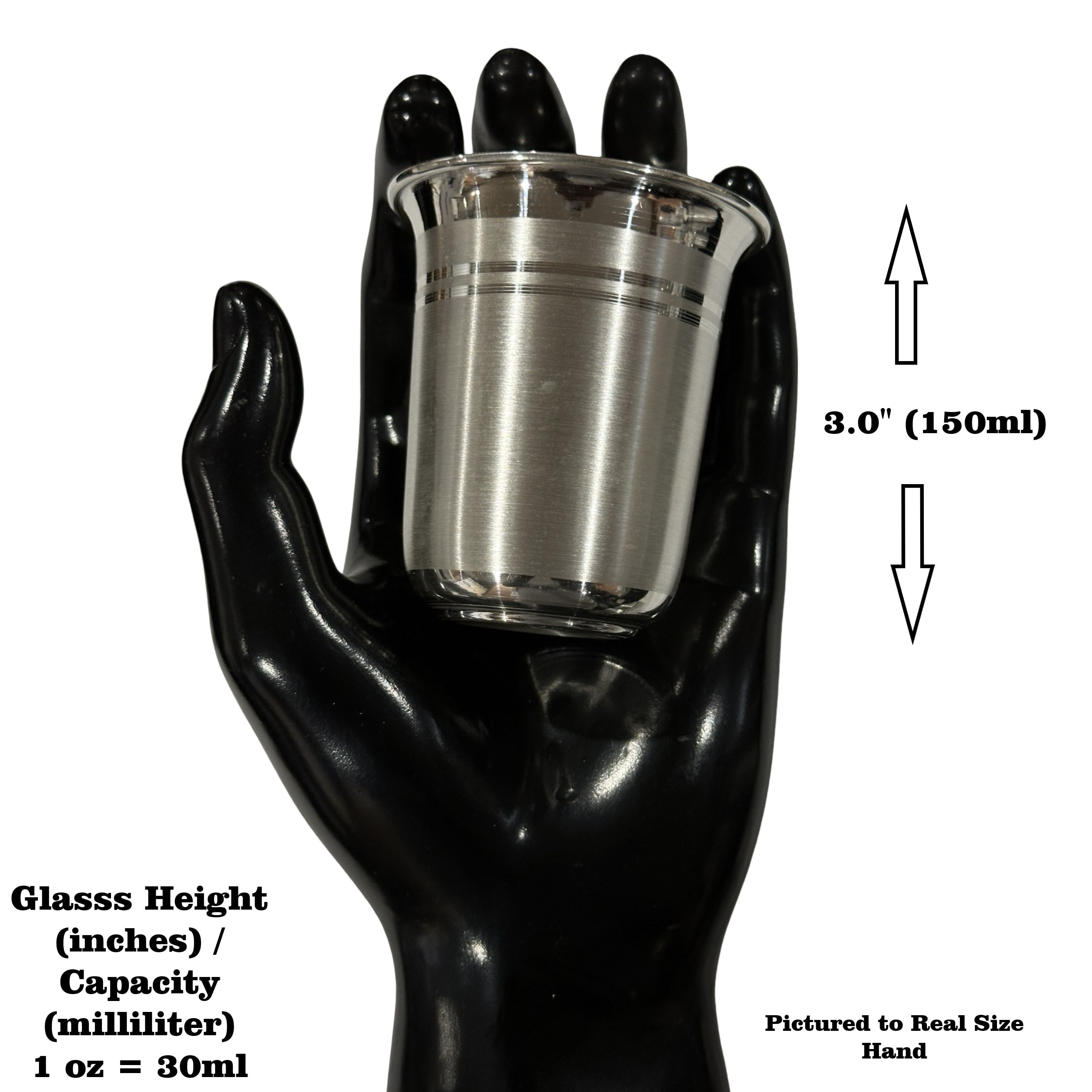 999 Pure Silver Hallmarked Glass - Style#04 Glass Height & Capacity: 3. ...