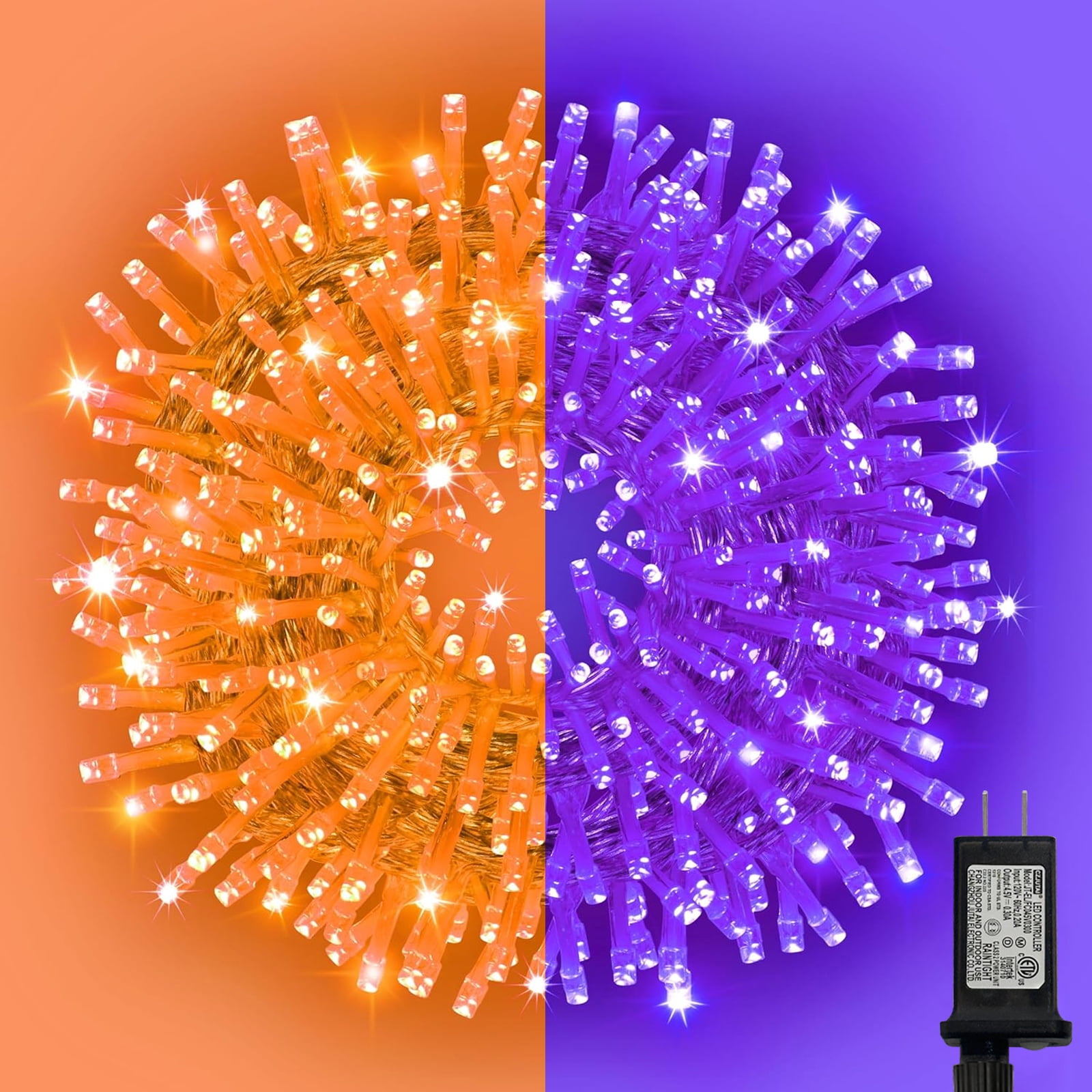 99FT 300 LED String Lights, Purple/Orange Fairy Lights Plug in, 16 ...