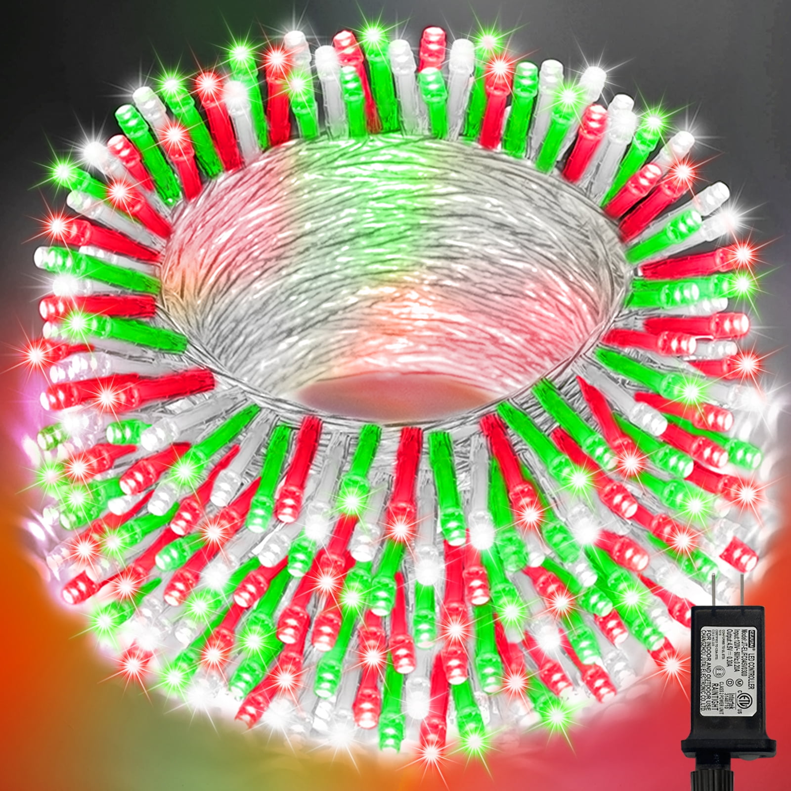 99FT 300 LED String Lights, Red/Green/Cool White Fairy Lights Plug in ...