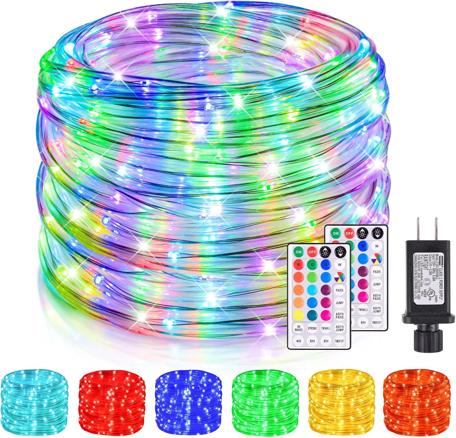 99Ft LED Rope Lights Outdoor, 18 Colors Changing Fairy String Light ...
