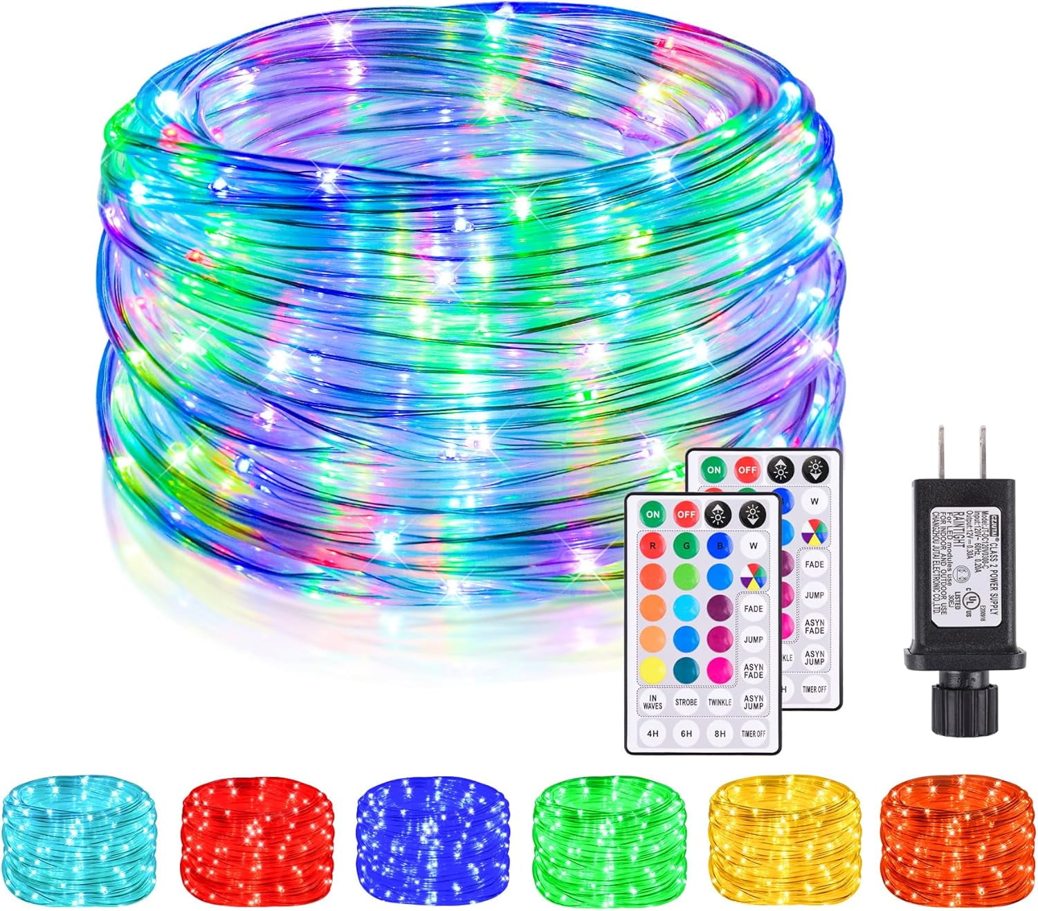 99Ft LED Rope Lights Outdoor, 18 Colors Changing Fairy String Light ...