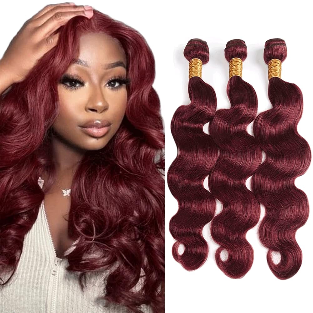 99J Bundles Red Body Wave Human Hair Bundles 8A 99J Burgundy Bundles ...